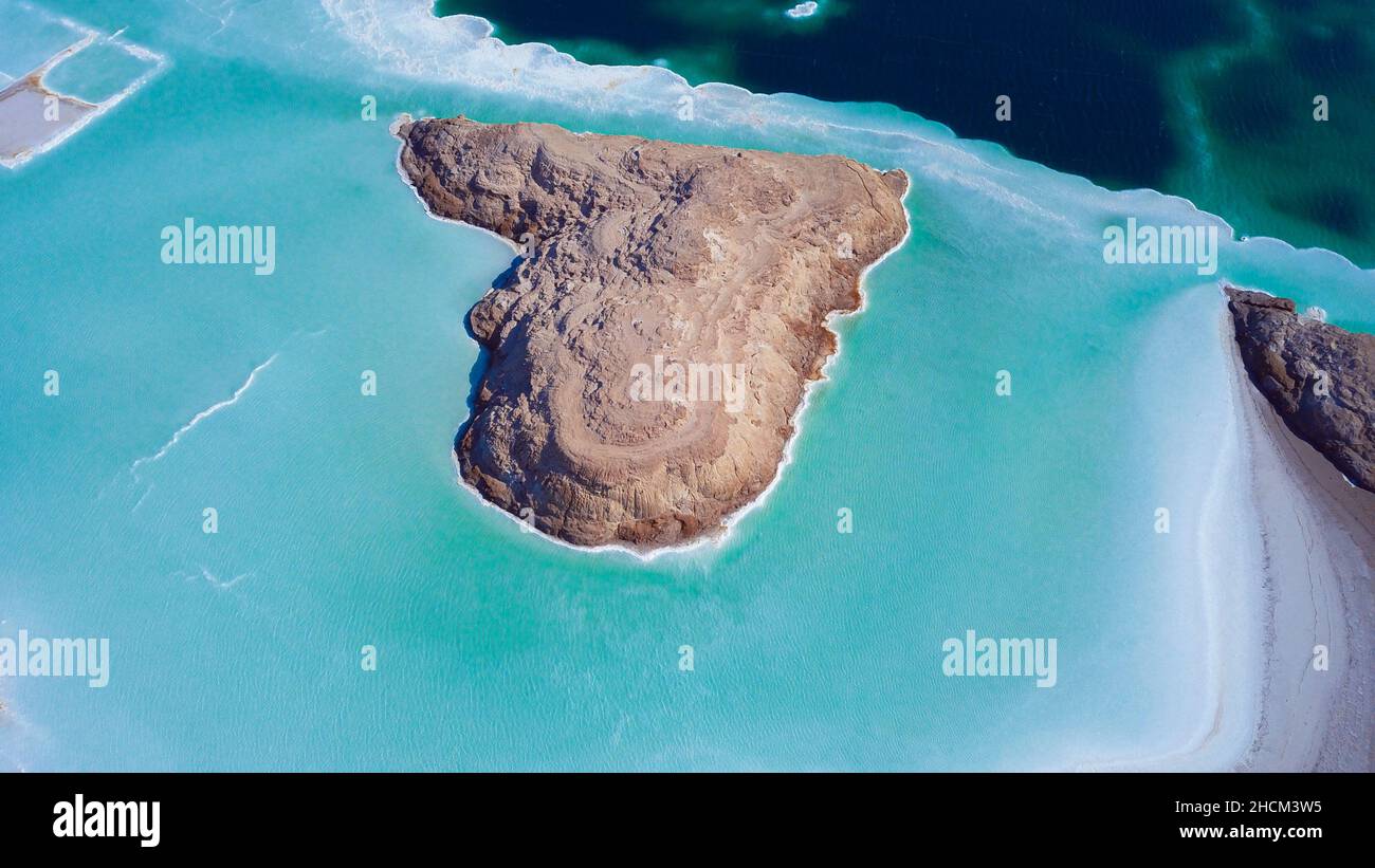 Aerial View to the Blue Salty Lake Assal, Djibouti Stock Photo - Alamy