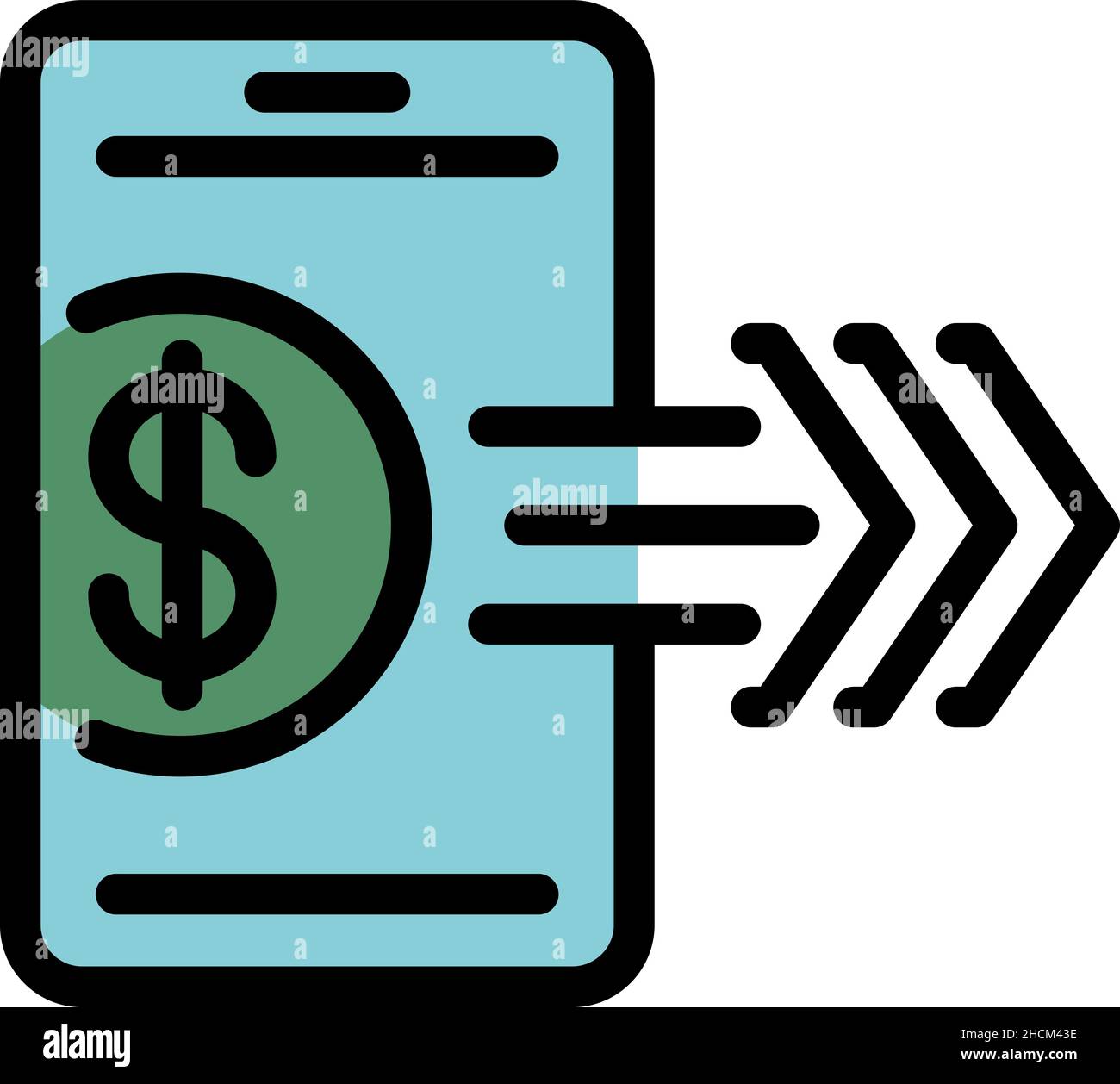 Mobile transfer icon. Outline mobile transfer vector icon color flat ...