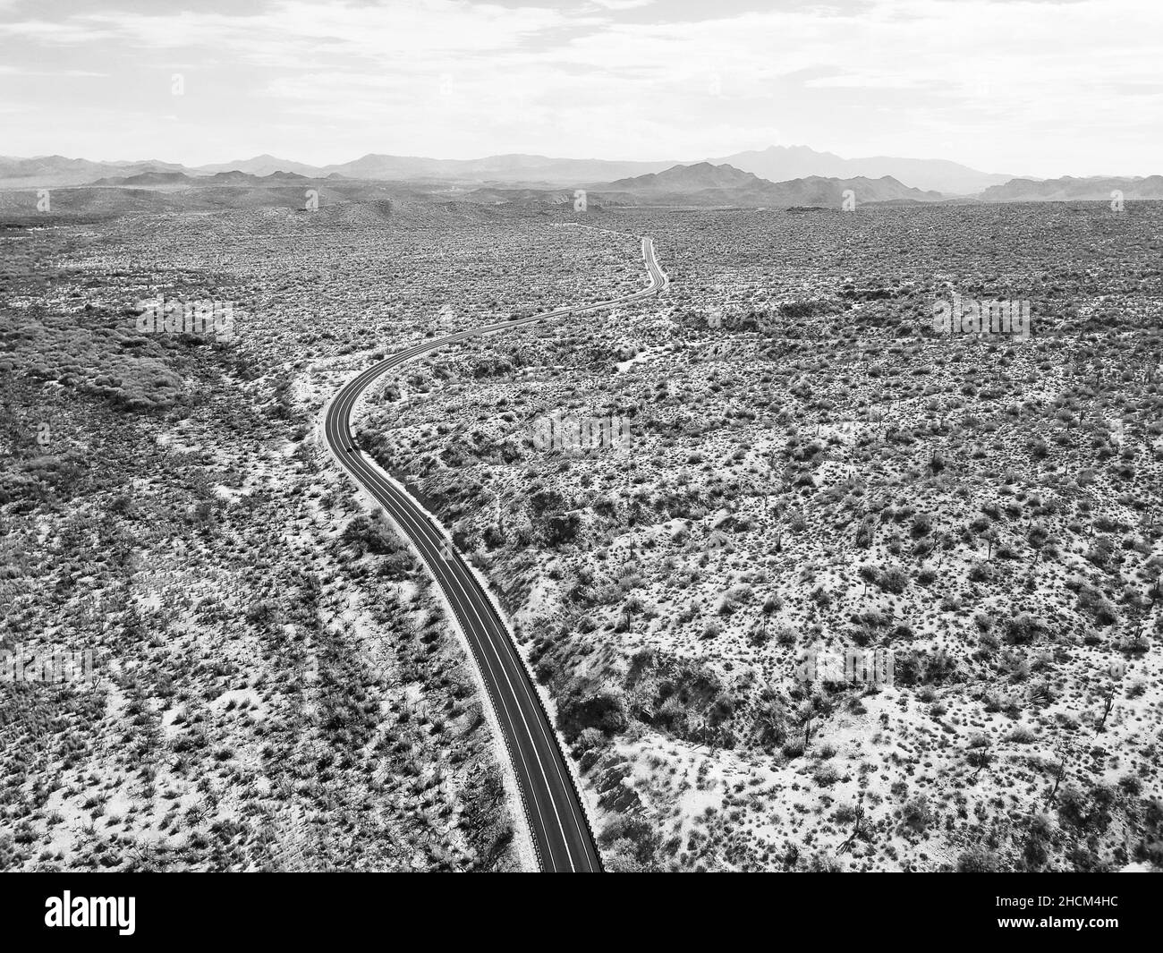Grayscale highway in the desert outside of Phoenix, Arizona Stock Photo ...
