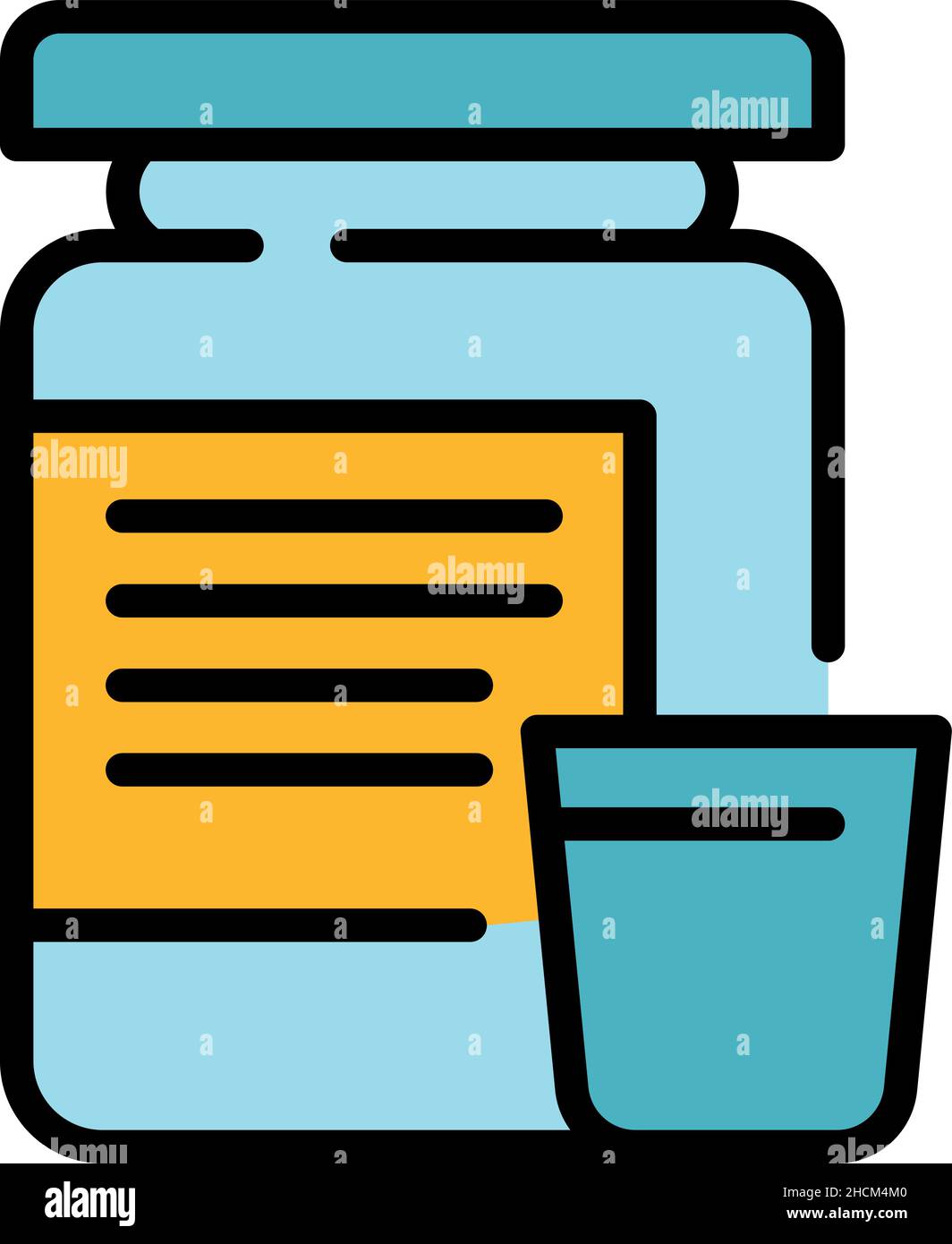 Protein jar icon. Outline protein jar vector icon color flat isolated ...