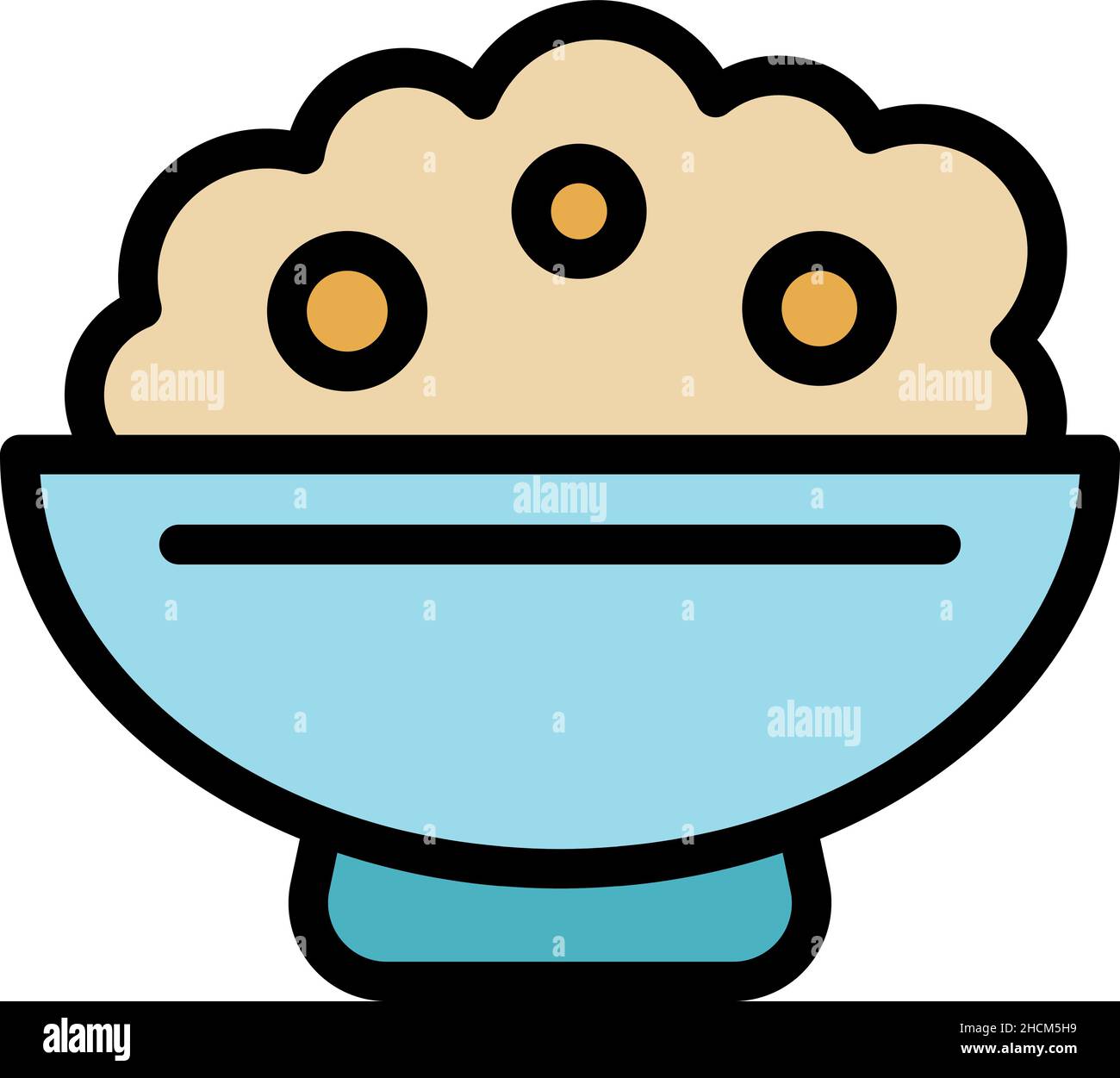 Bowl food icon. Outline bowl food vector icon color flat isolated Stock ...