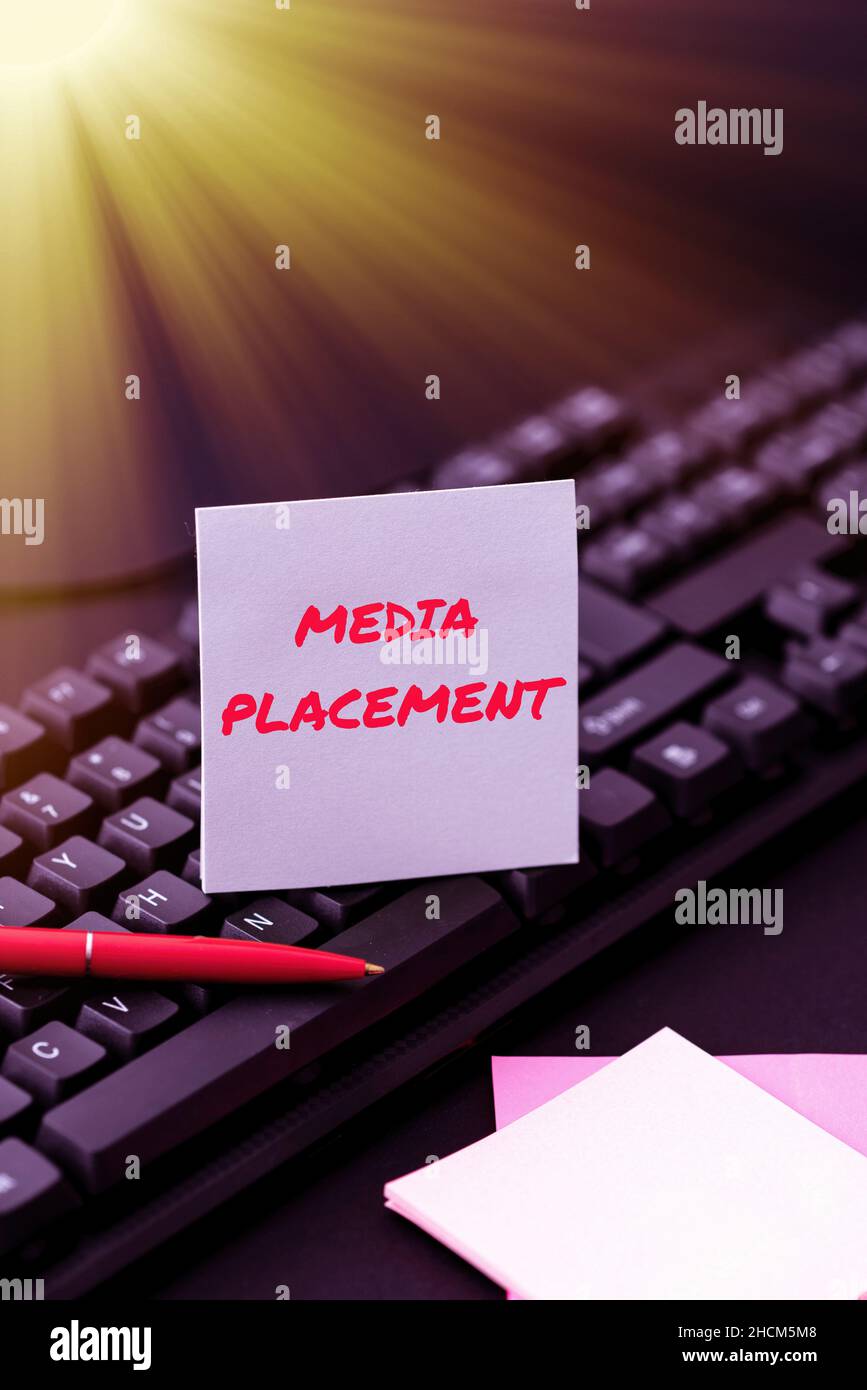 Conceptual display Media Placement. Word Written on inserting a digital ...