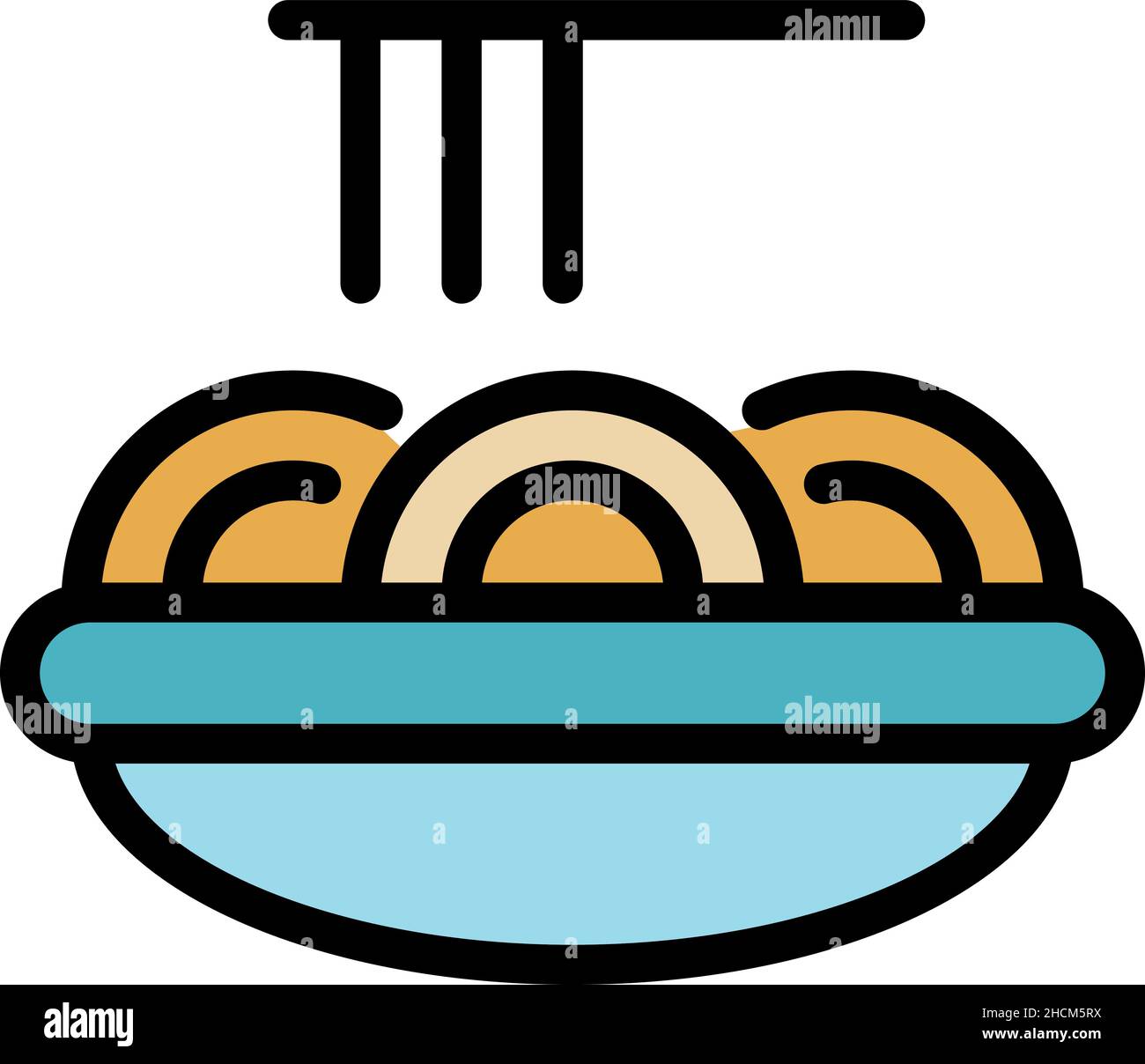 Hot food bowl icon. Outline hot food bowl vector icon color flat ...