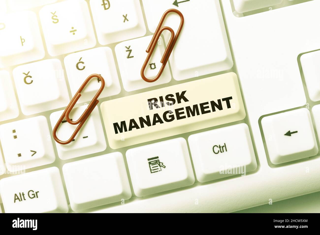 Text caption presenting Risk Management. Business showcase assessing ...