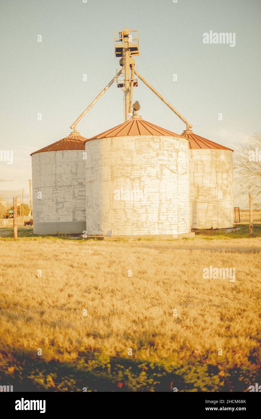 Vertical shot of silos during the day in Texas Stock Photo - Alamy