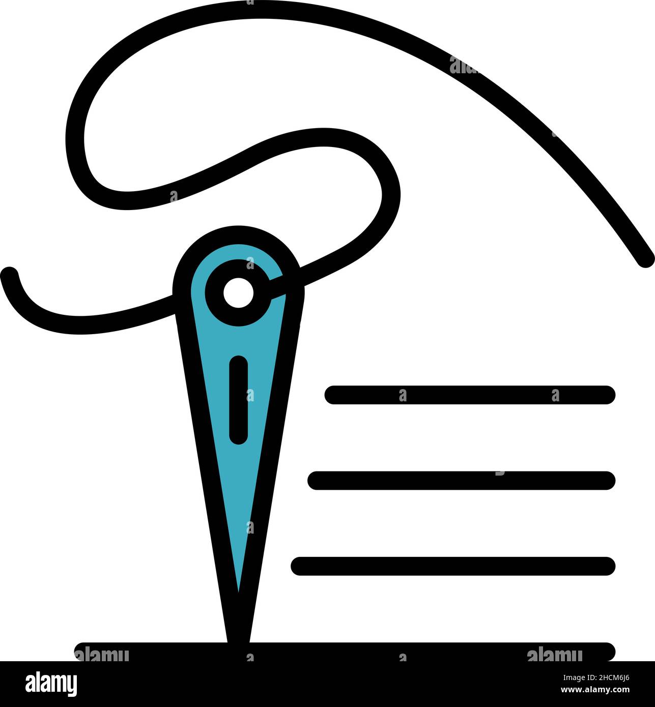 Needle thread icon. Outline needle thread vector icon color flat ...