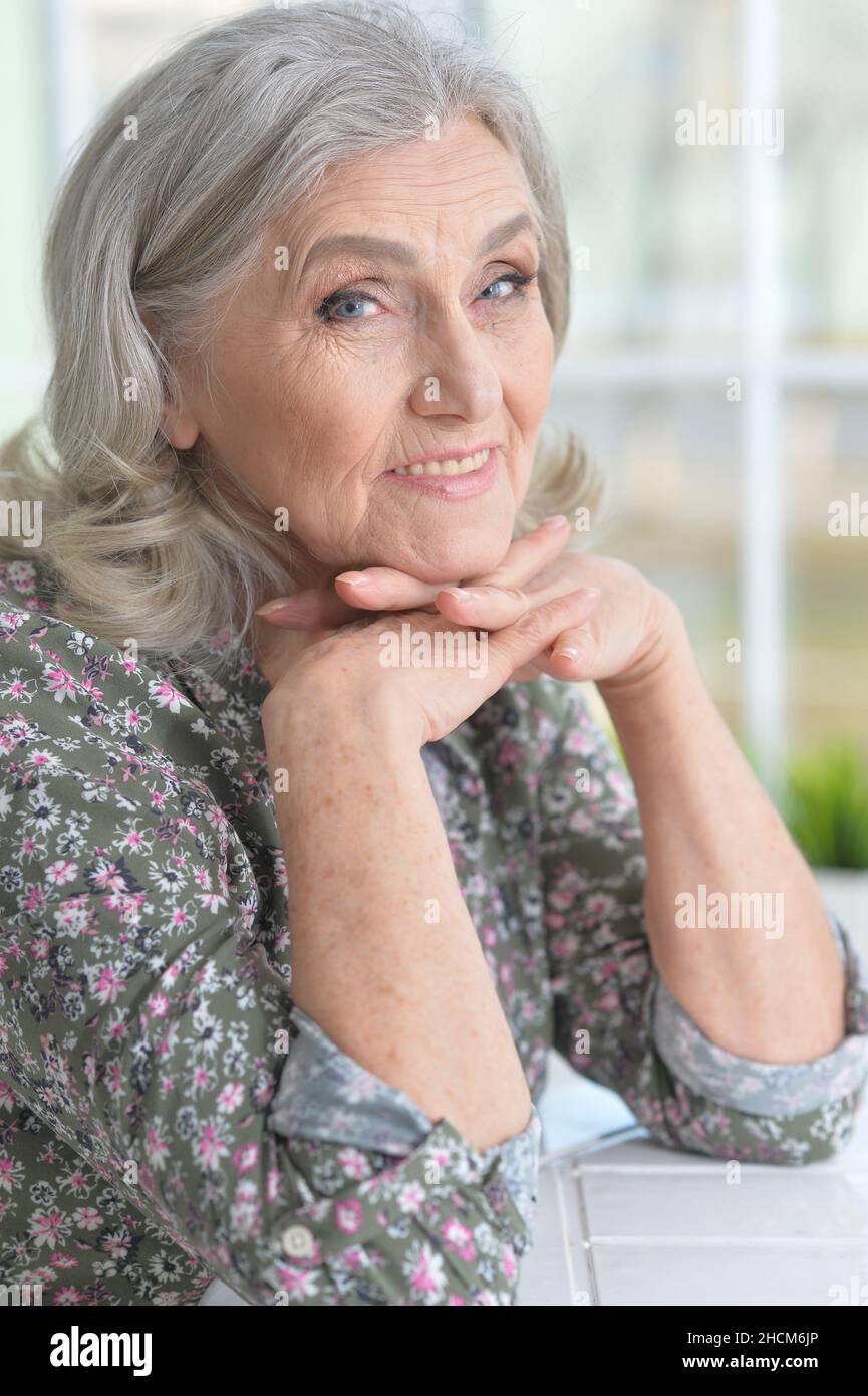 Grey hair beautiful woman hi-res stock photography and images - Alamy