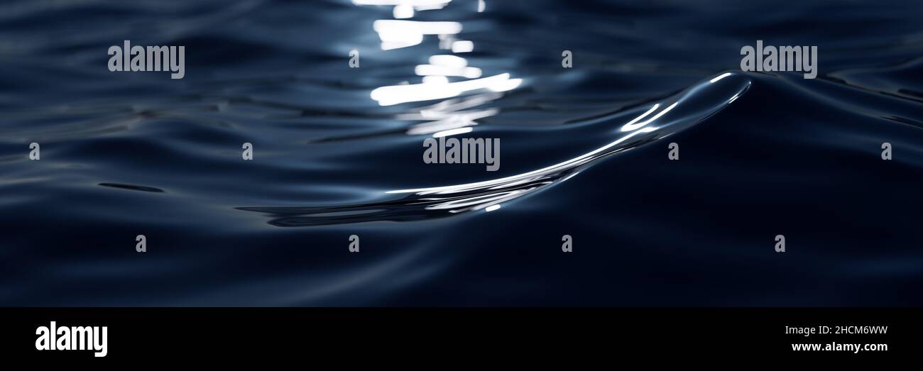Ocean waves with moon light reflection. Shallow depth of field close-up ...
