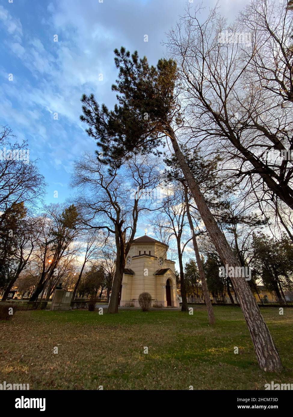 Vertical outside view of the Skull Tower, a local history museum in Nis ...