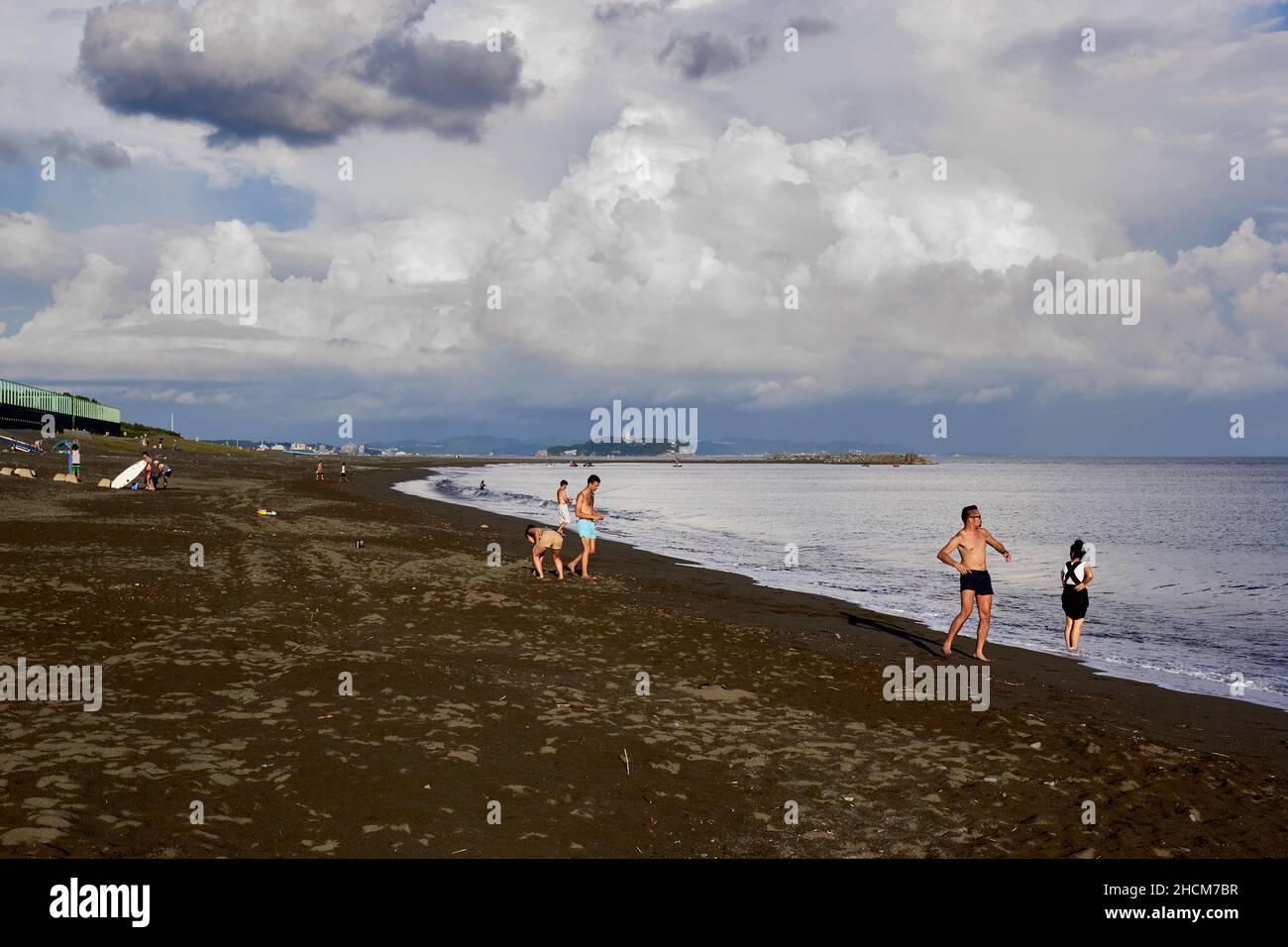 People on the beach; Chigasaki, Kanagawa Prefecture, Japan Stock Photo ...