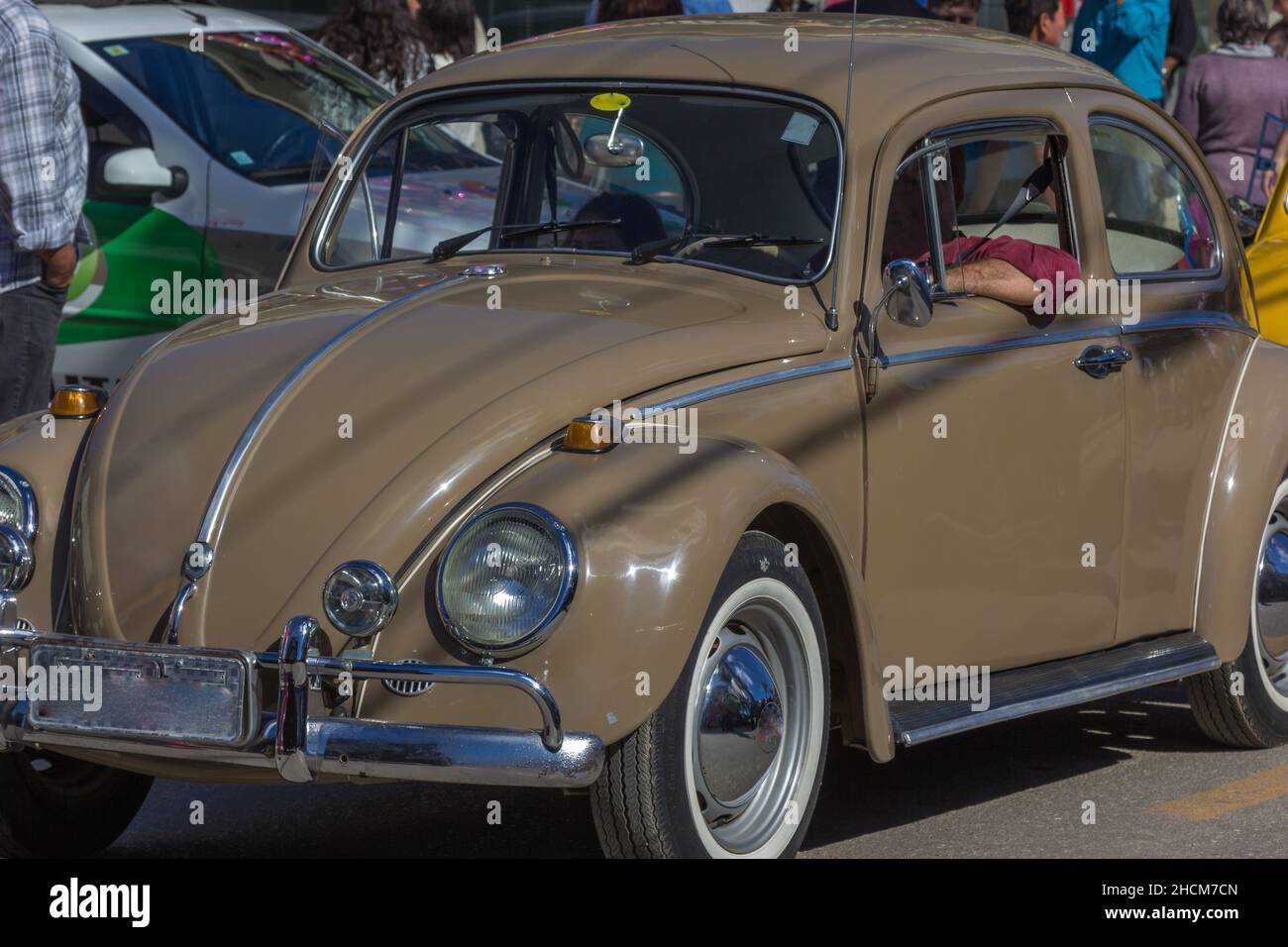 A light brown retro car Stock Photo - Alamy
