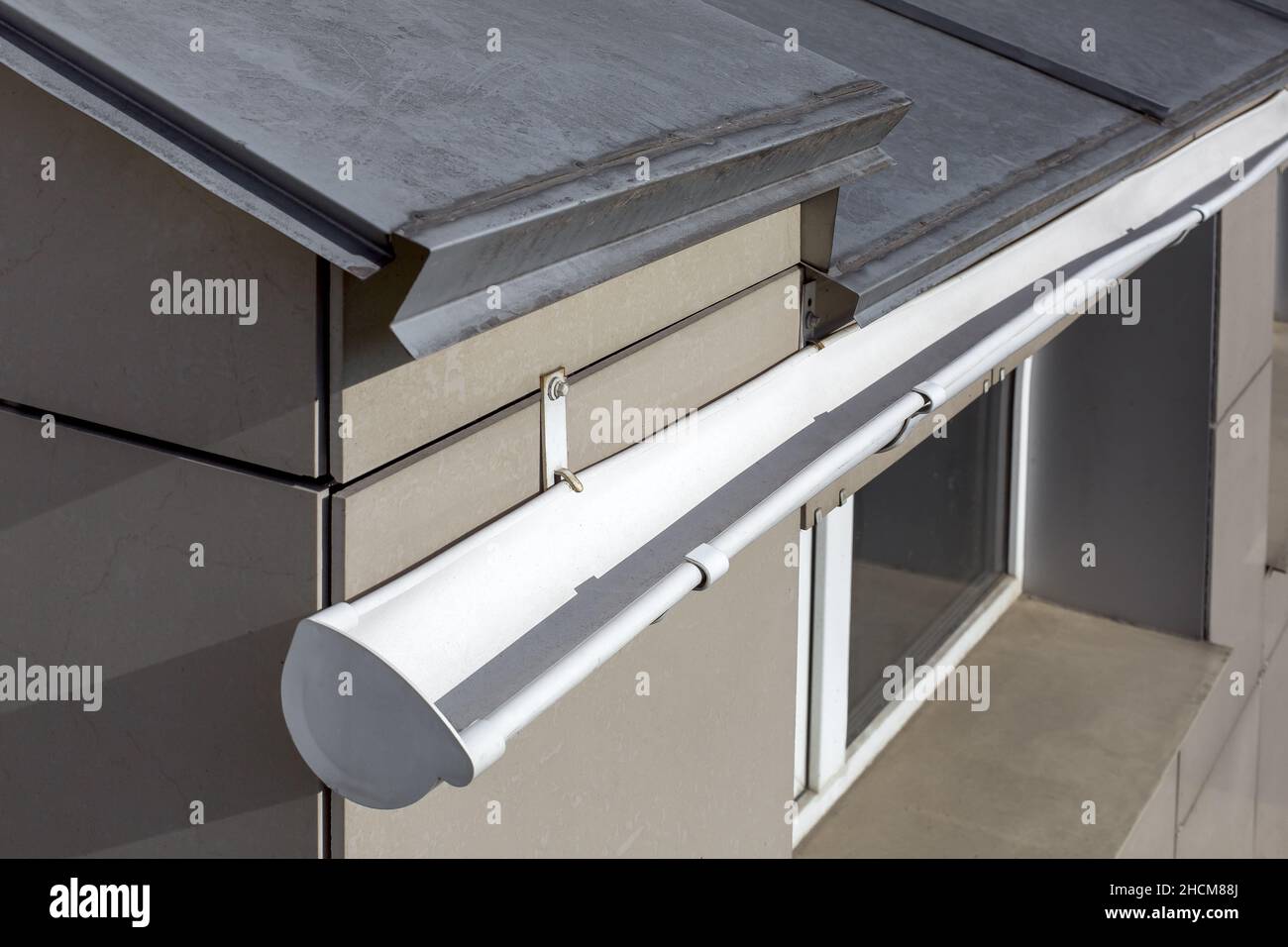 roof gutter made of stainless sheets of white color rainwater drainage ...