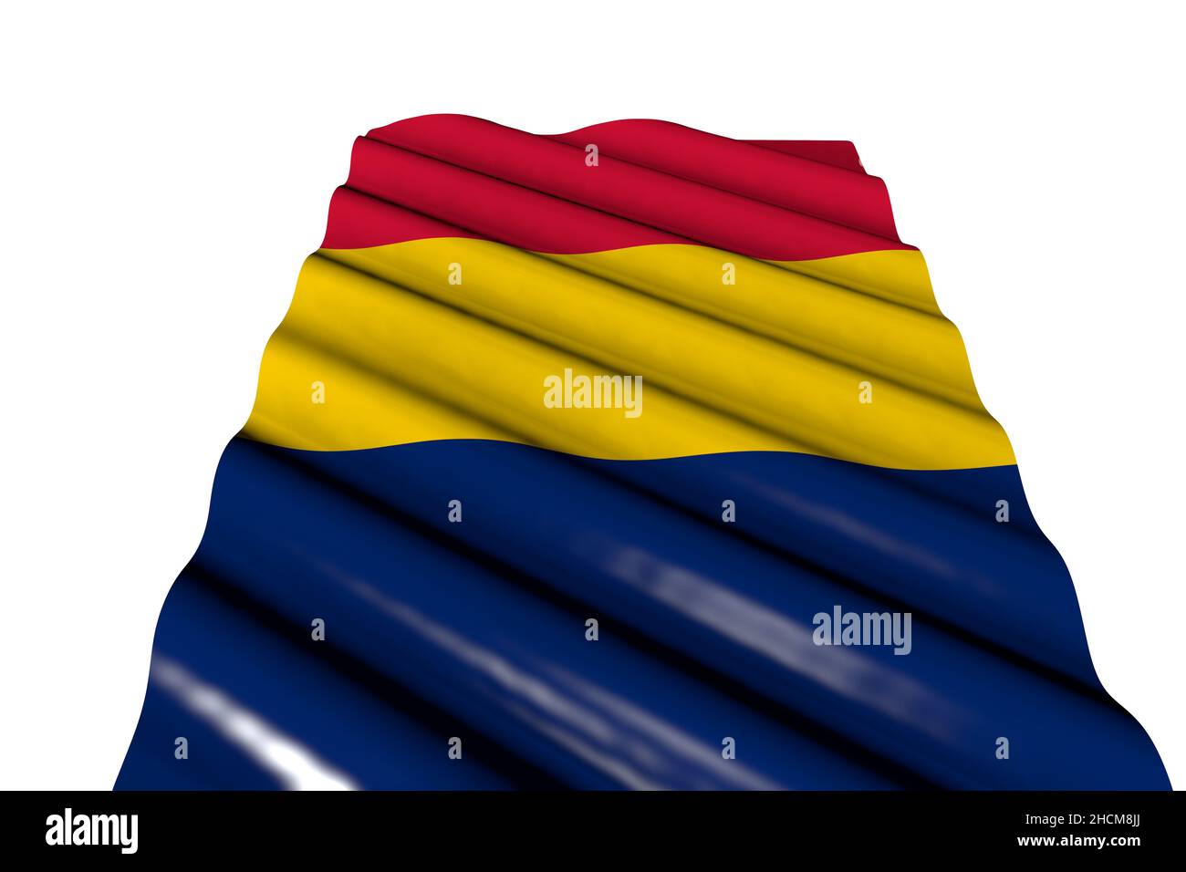 pretty shiny flag of Chad with large folds lay isolated on white ...