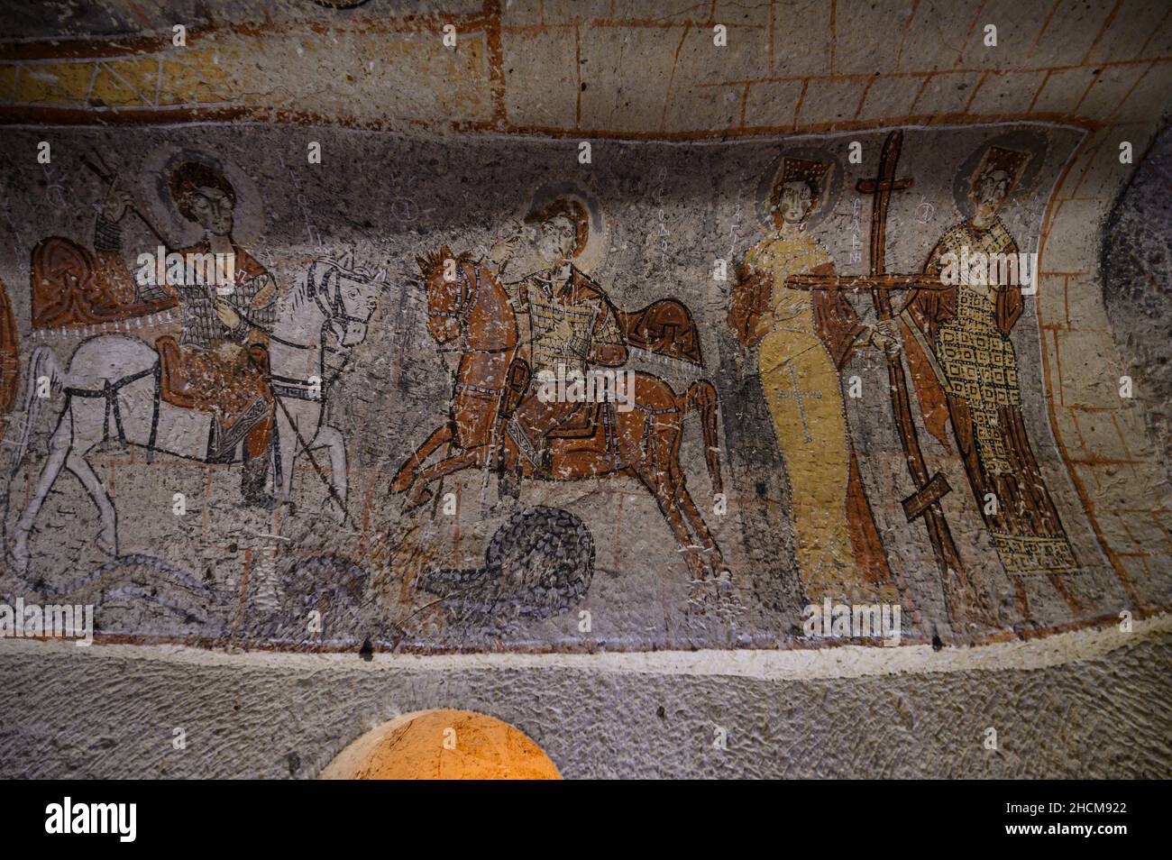 Goreme, Cappadocia, Turkey. Frescos and murals in ancient cave church ...