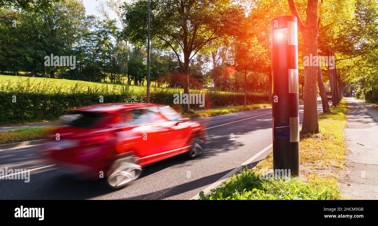 german speed control camera or car trap Stock Photo - Alamy