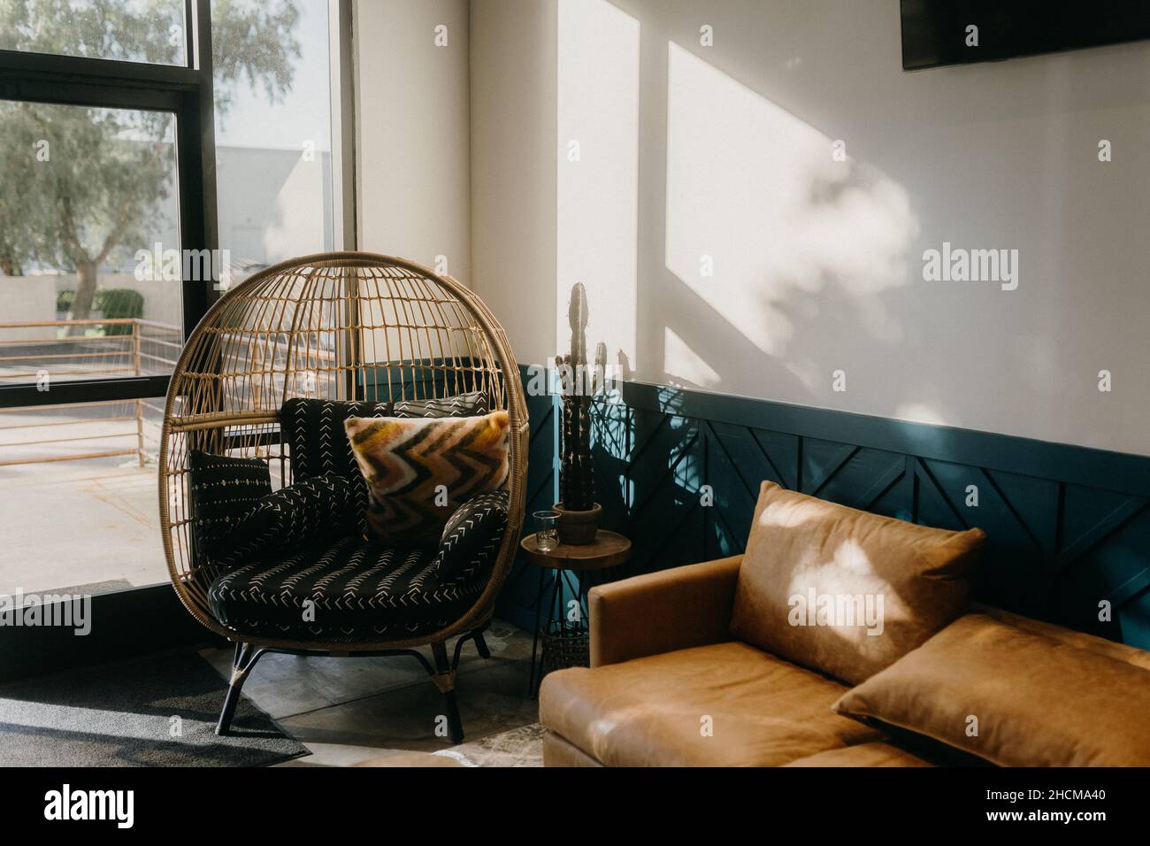 Beautiful cosy modern interior design with beige furniture Stock Photo ...