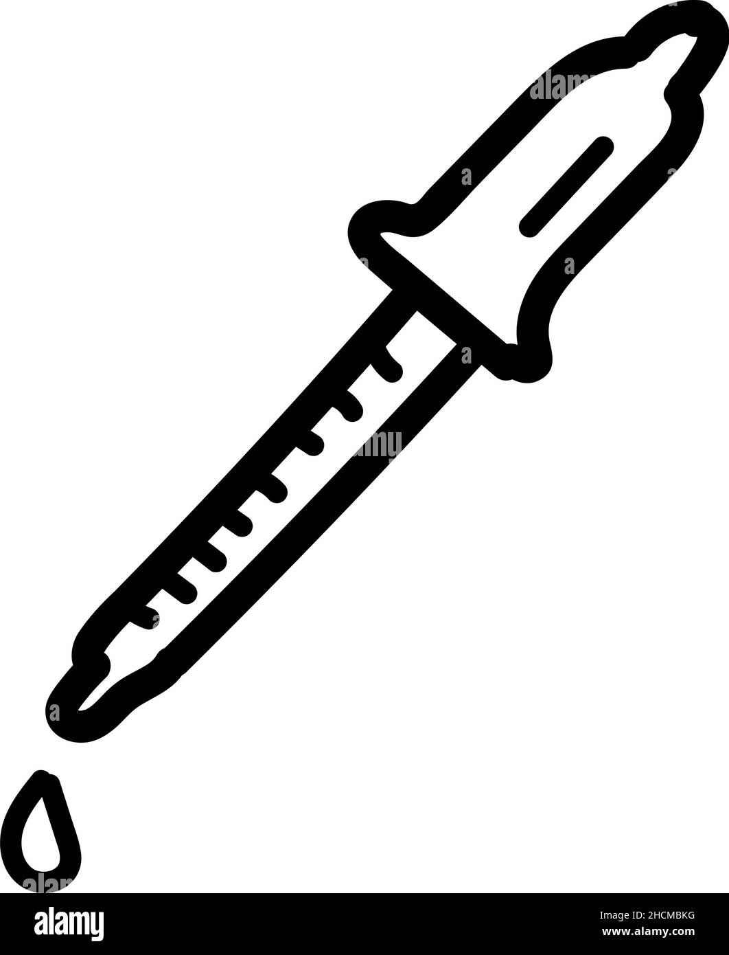 Hand drawn chemical pipette with drop icon in doodle style isolated ...