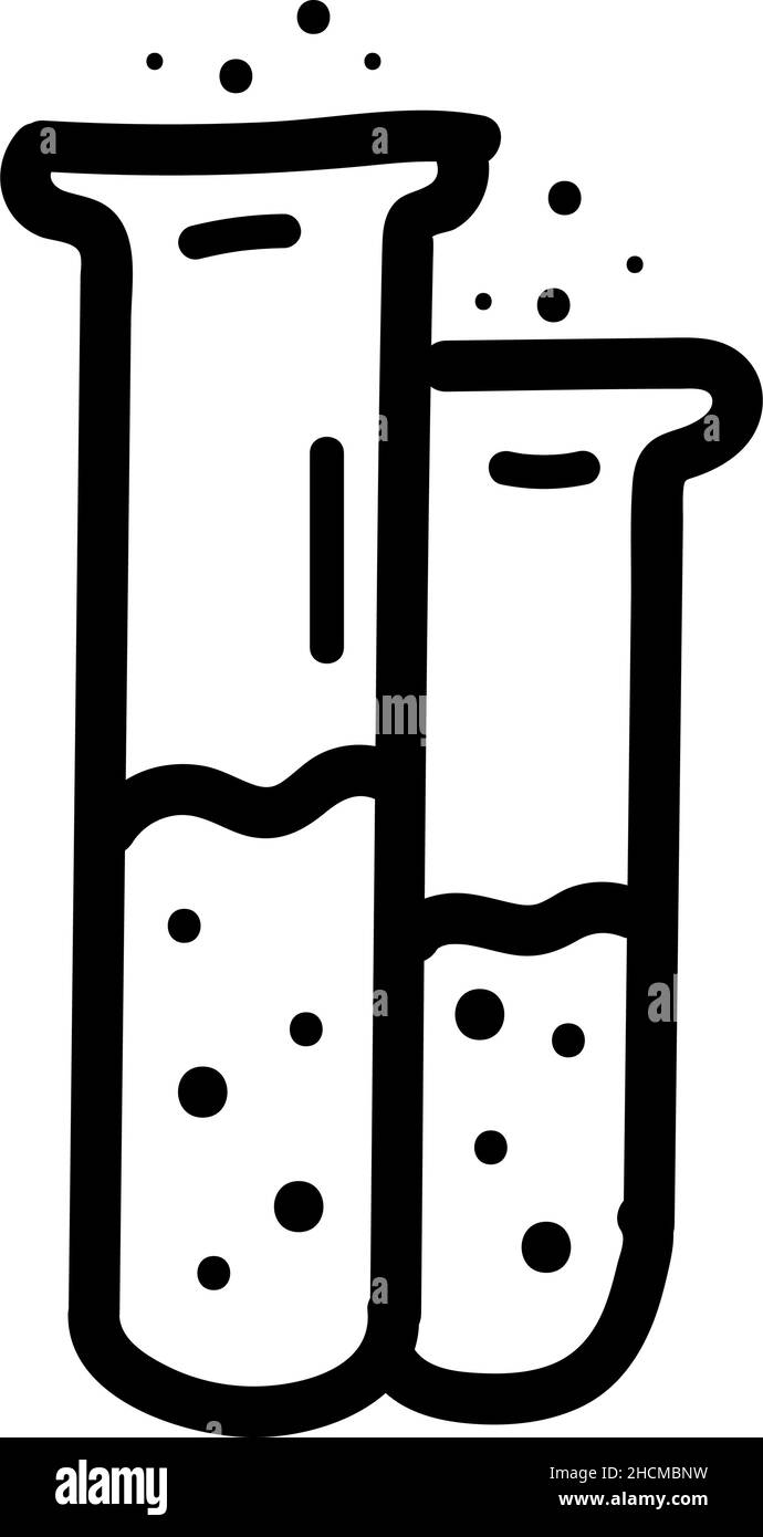 Hand drawn Chemical flasks with liquid icon in doodle style isolated ...