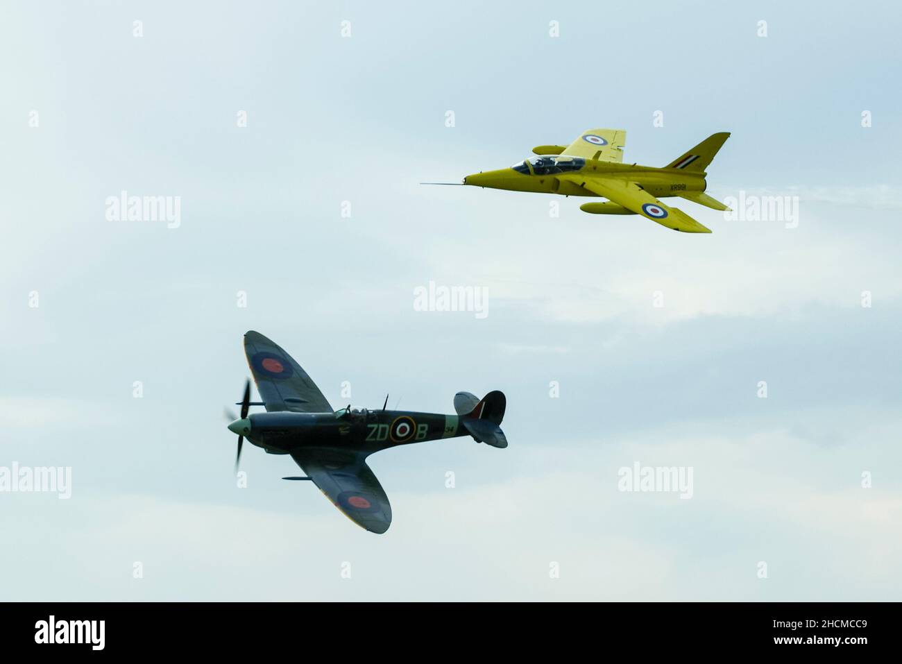 Ray Hanna tribute flypast of Supermarine Spitfire IX MH434 and Folland ...