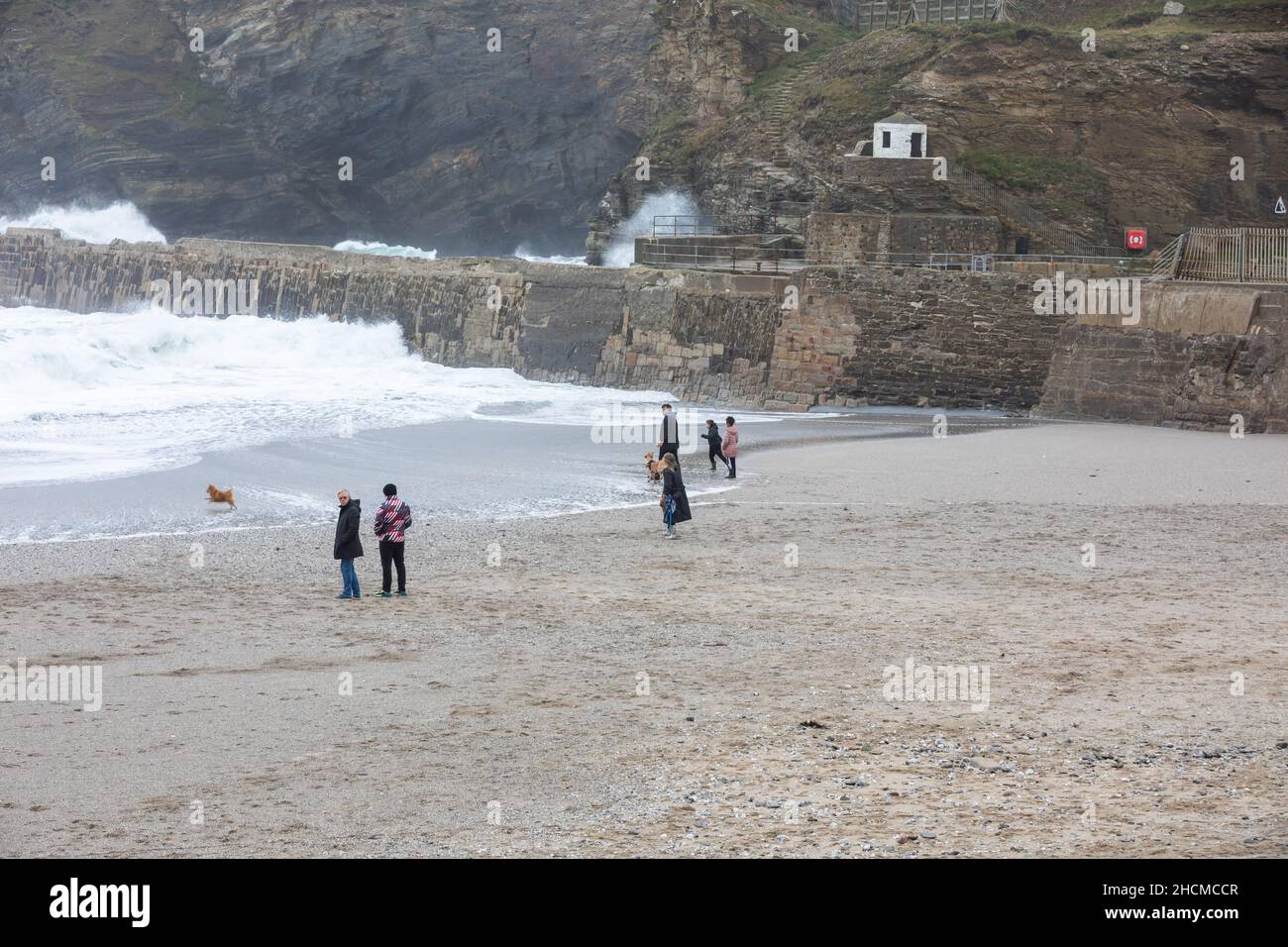 Portreath,Cornwall,30th December 2021,Large waves and stormy seas in ...