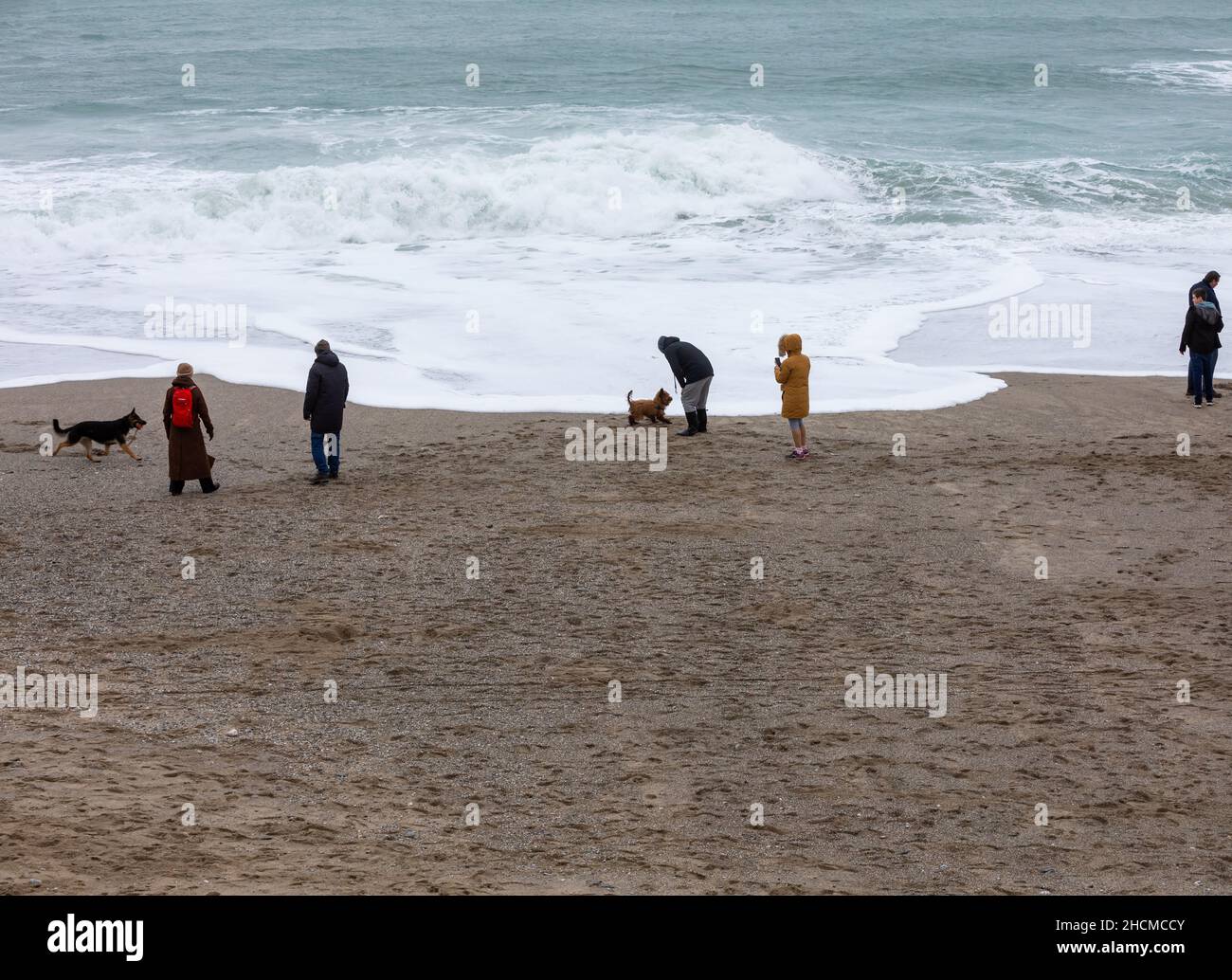 Portreath,Cornwall,30th December 2021,Large waves and stormy seas in ...