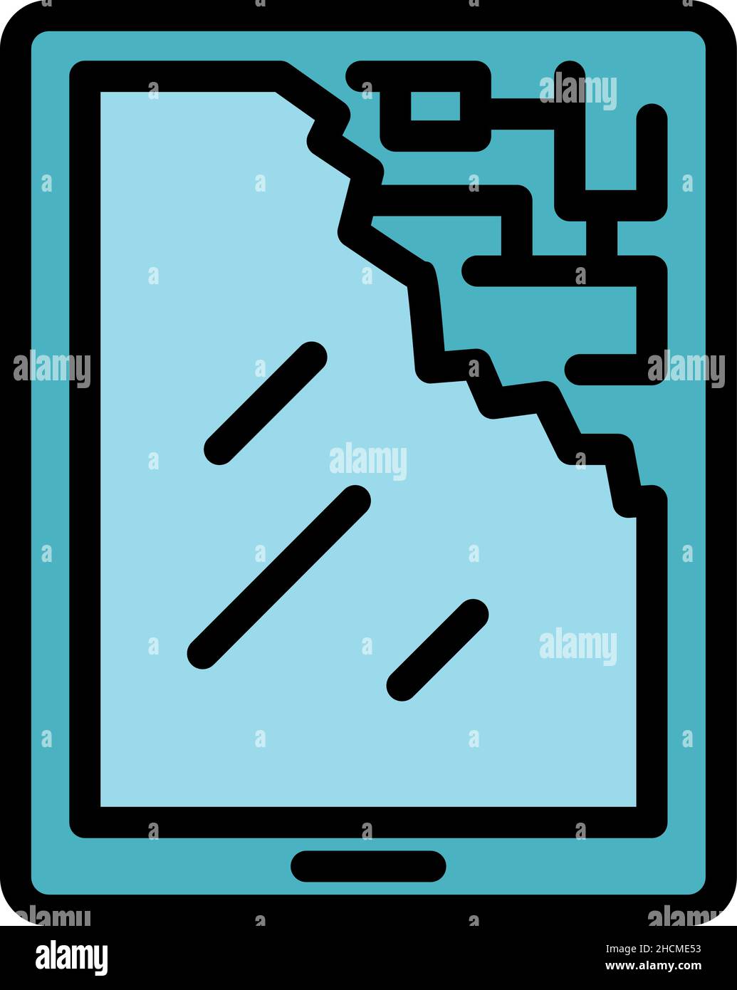 Damaged display icon. Outline damaged display vector icon color flat ...