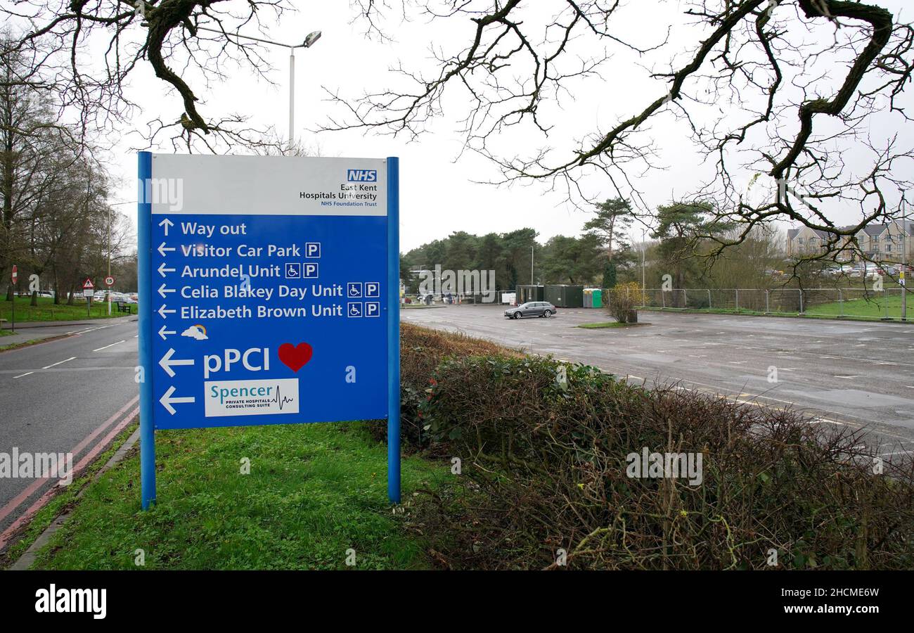 A view of the site at the William Harvey Hospital in Ashford, Kent, as ...