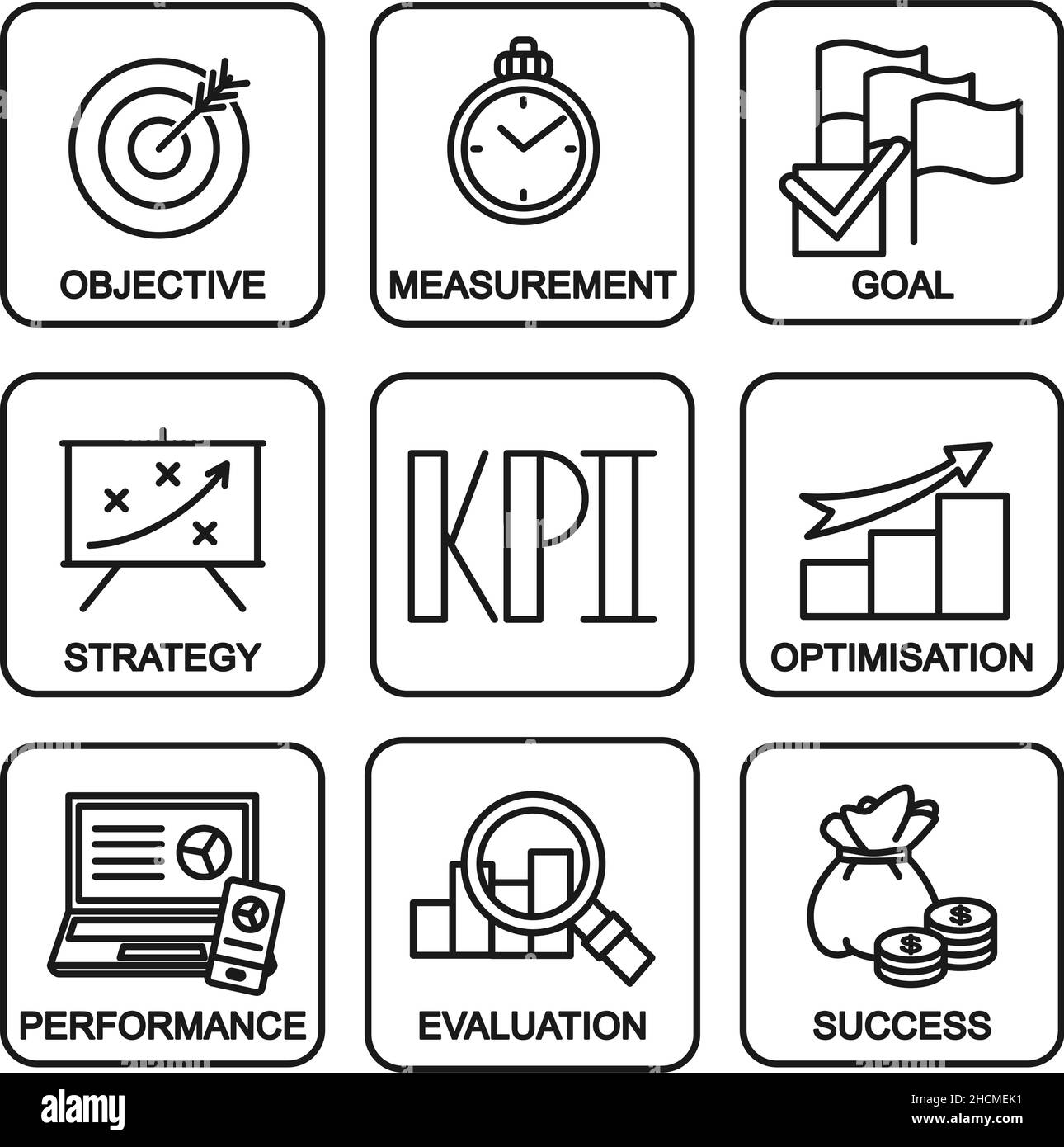 Key performance indicators Black and White Stock Photos & Images - Alamy