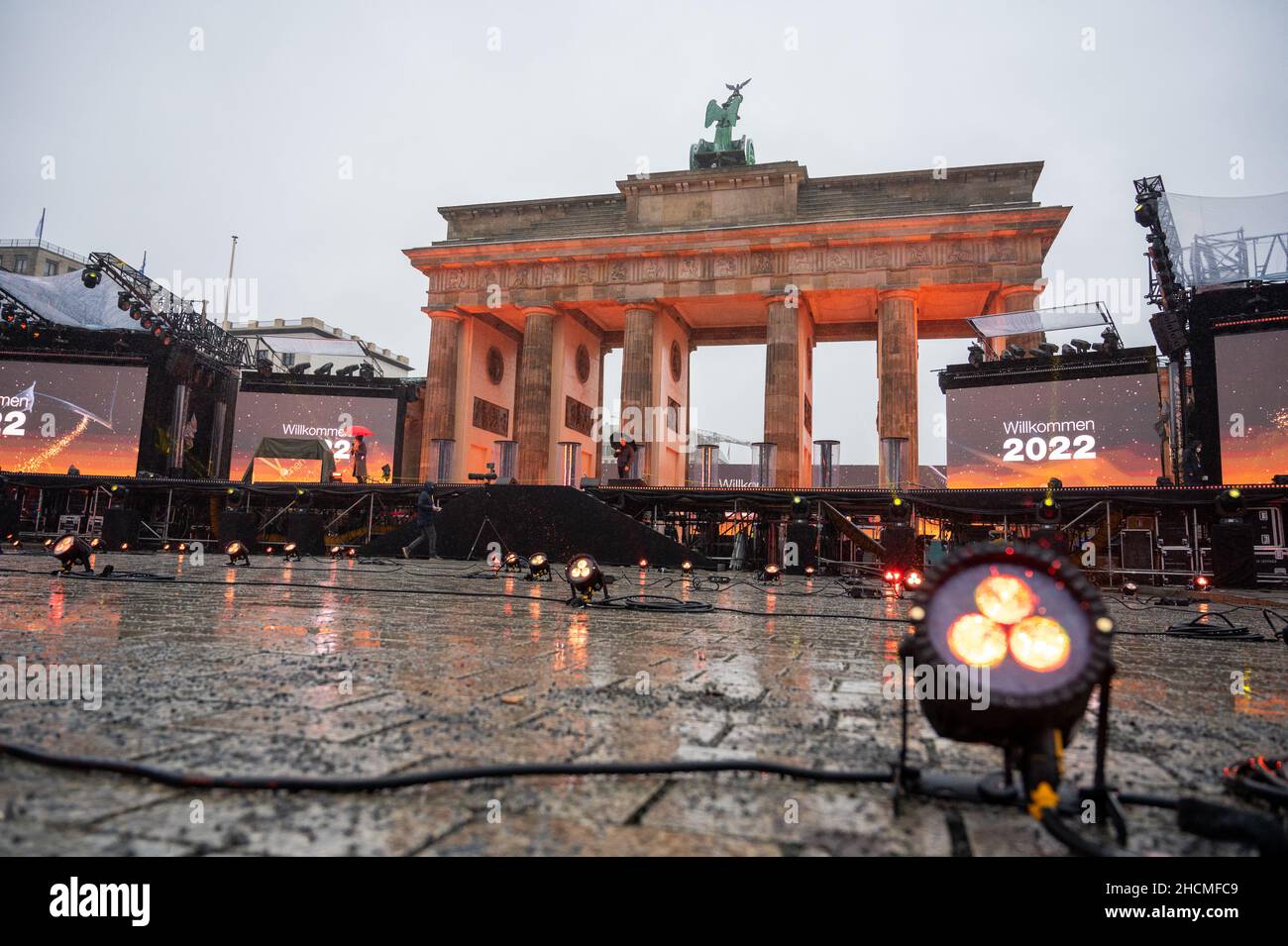 Berlin, Germany. 30th Dec, 2021. A stage is set up in front of the ...