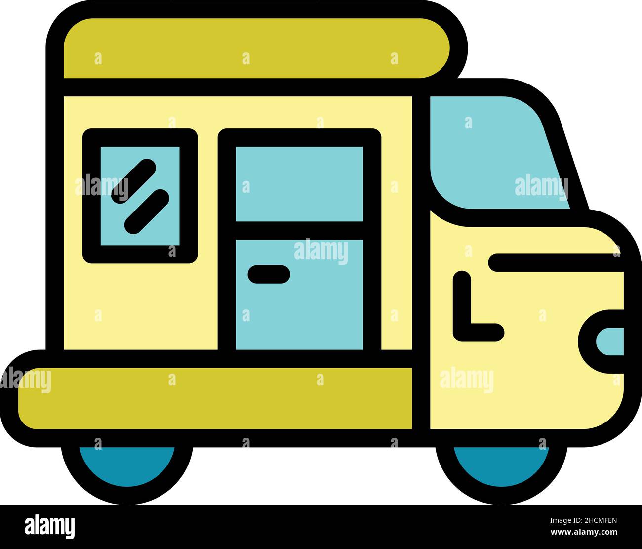 Camp bus icon. Outline camp bus vector icon color flat isolated Stock ...