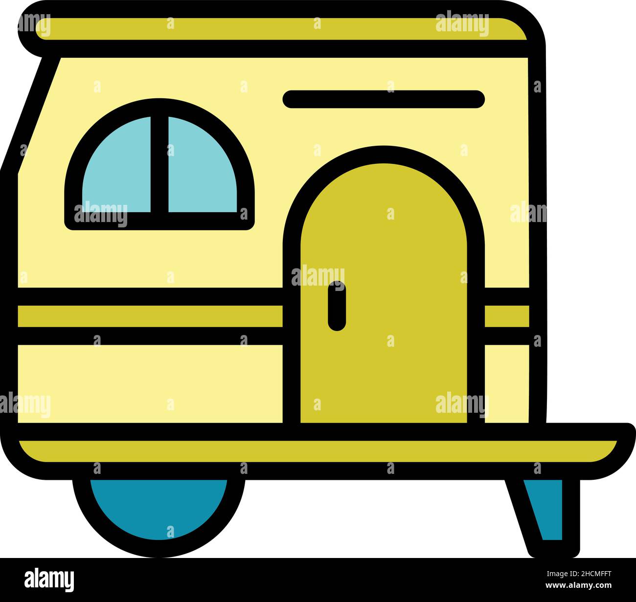Small camp trailer icon. Outline small camp trailer vector icon color ...
