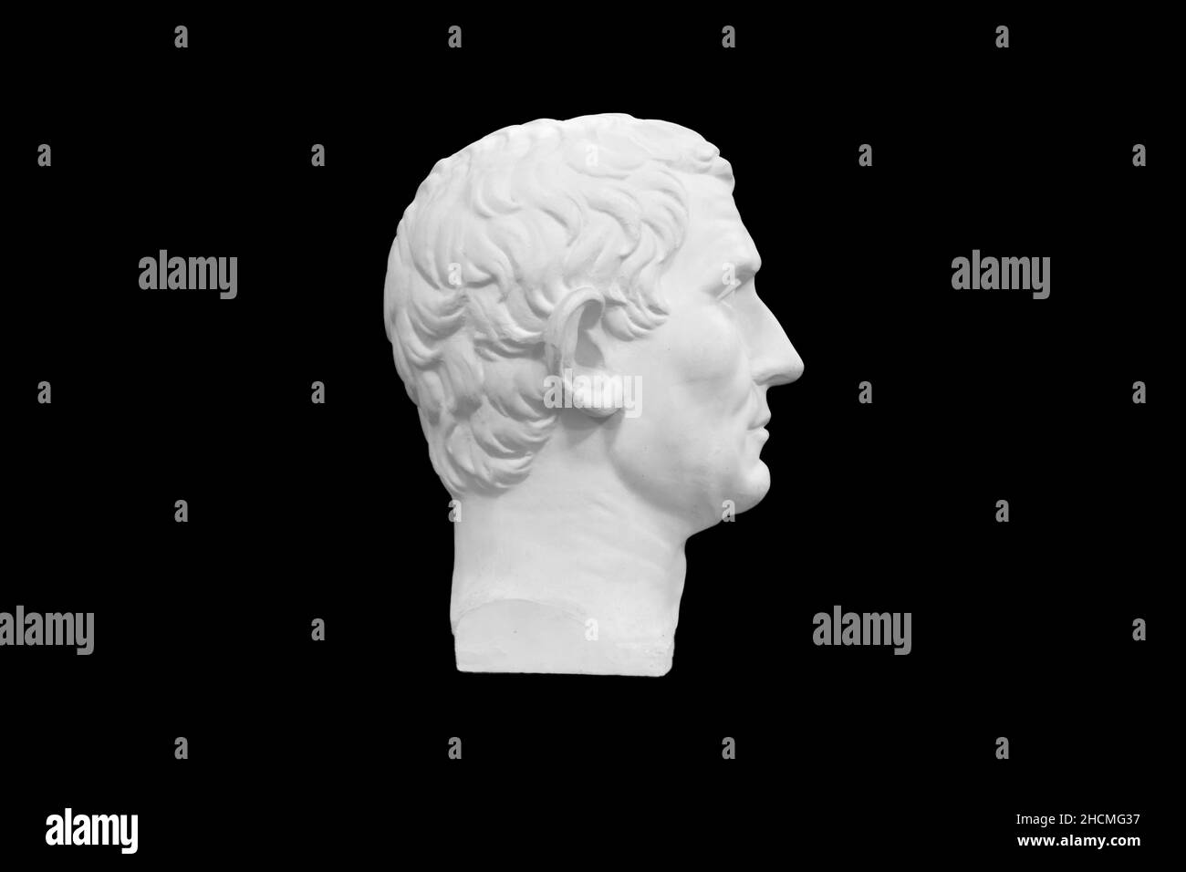 plaster man head isolated on black background. profile view. High ...