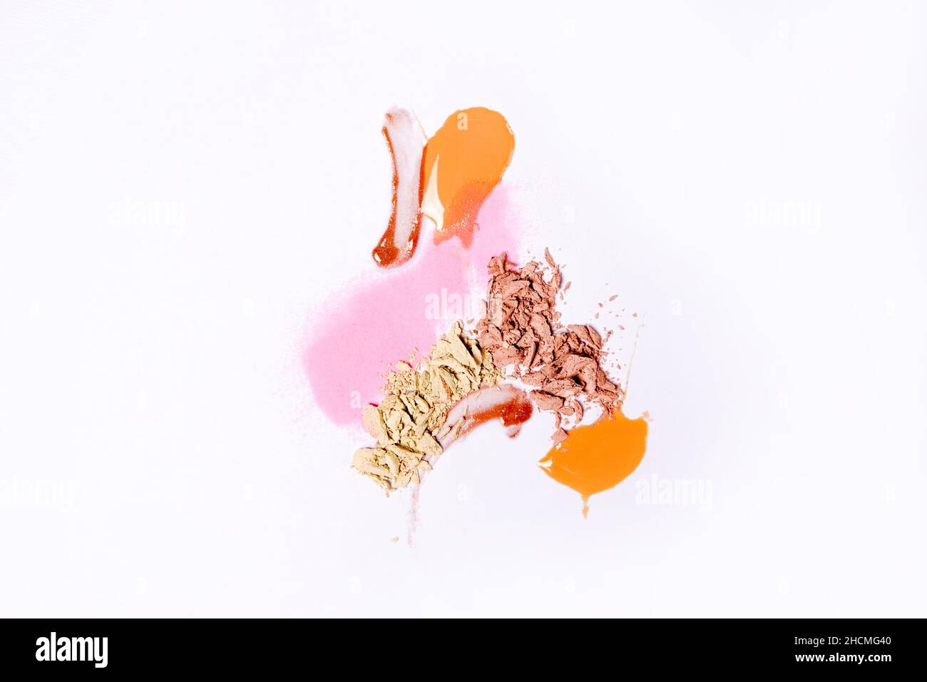 Smears of different colors are made with various cosmetic products ...