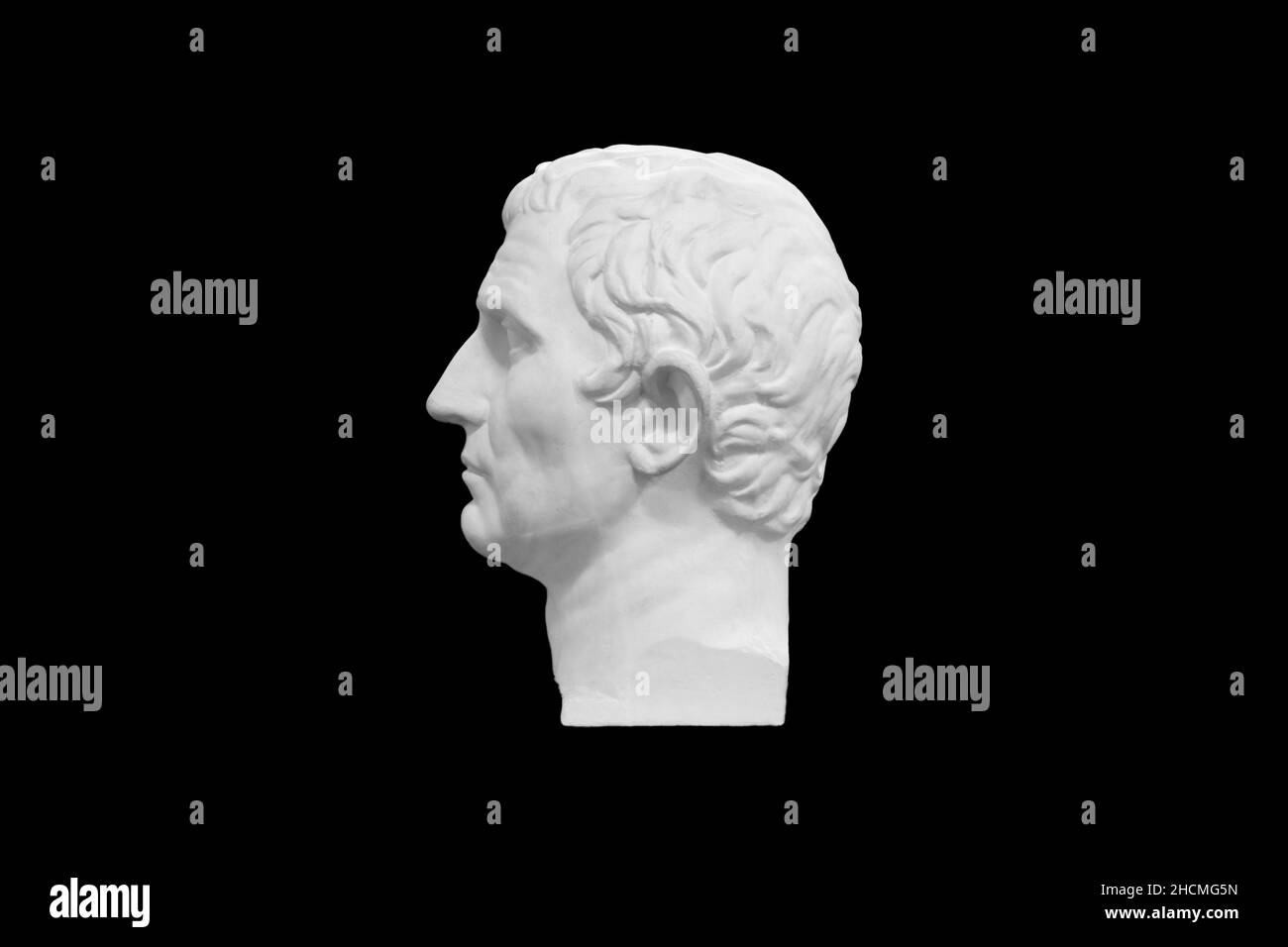 plaster man head isolated on black background. profile view. High ...