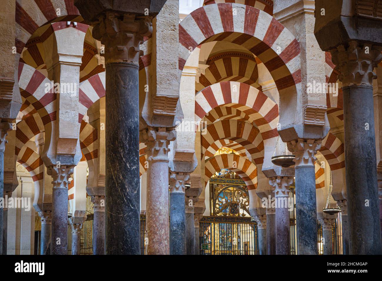 Columns and arches -- interior of Mosque–Cathedral of Cordoba (Mezquita ...
