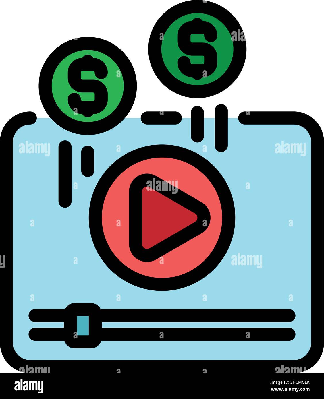 Video monetization icon. Outline video monetization vector icon color ...