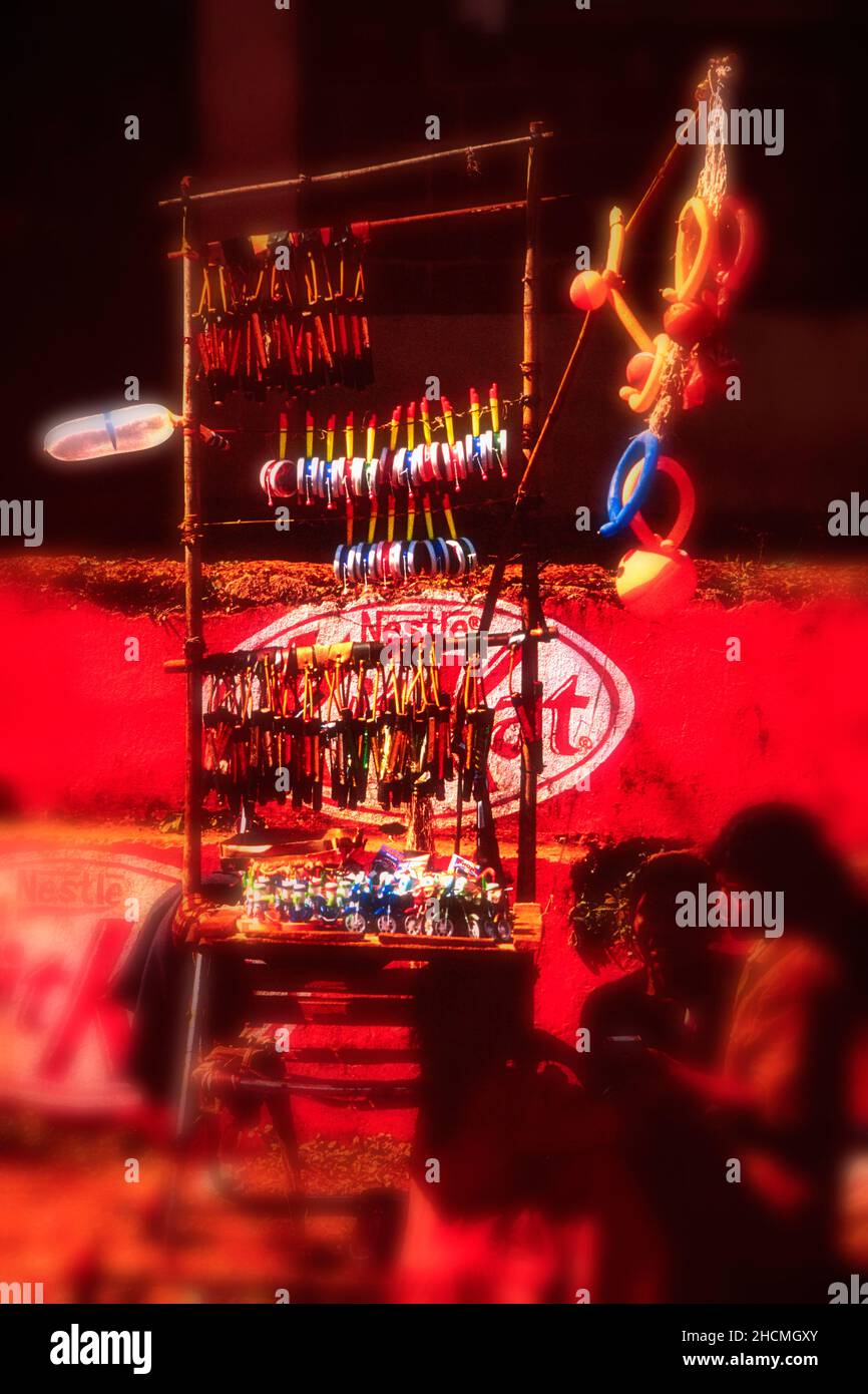 Print ready high resolution travel image of pop-up trinket seller stall ...