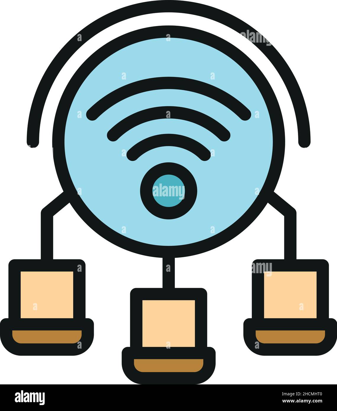 Wifi hotspot icon. Outline wifi hotspot vector icon color flat isolated ...
