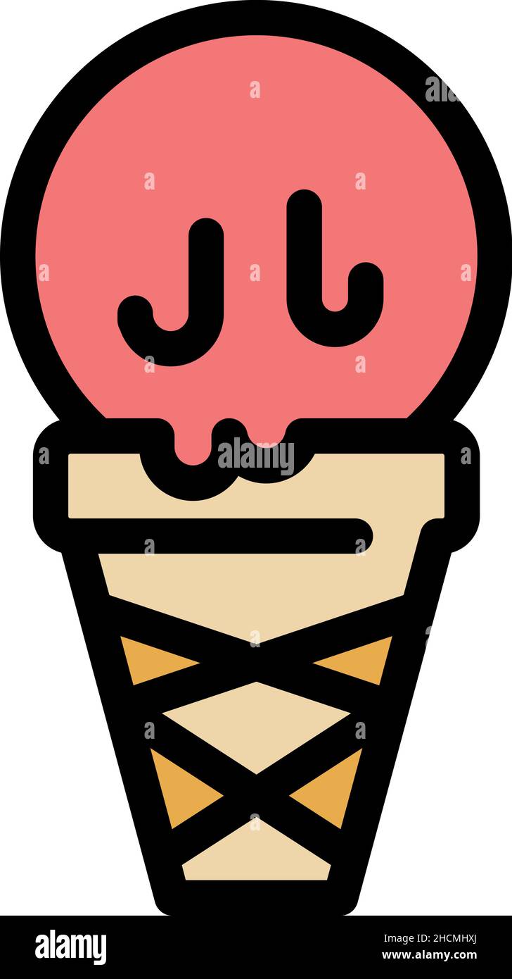 Chocolate ice cream icon. Outline chocolate ice cream vector icon color ...