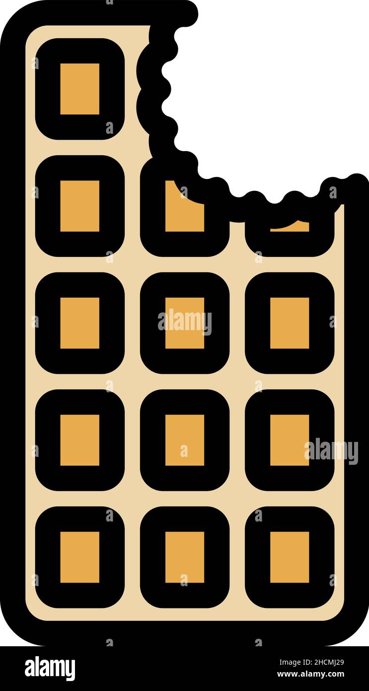 Bite chocolate icon. Outline bite chocolate vector icon color flat ...