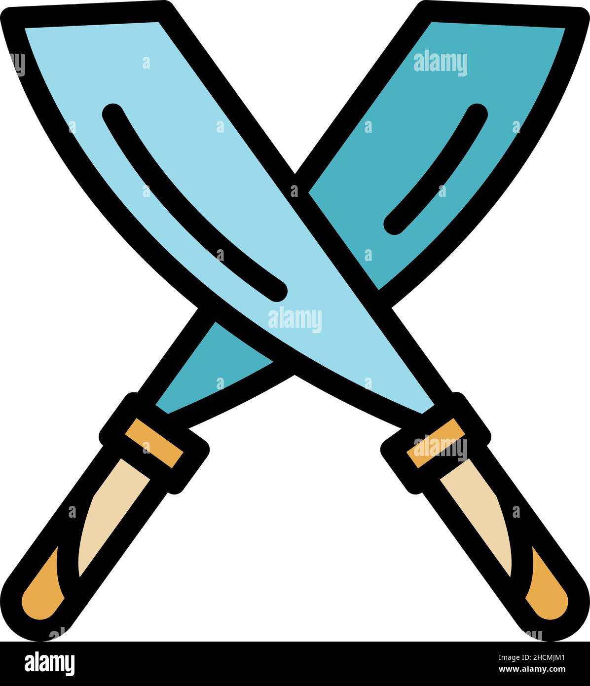 Two turkish sword icon. Outline two turkish sword vector icon color ...