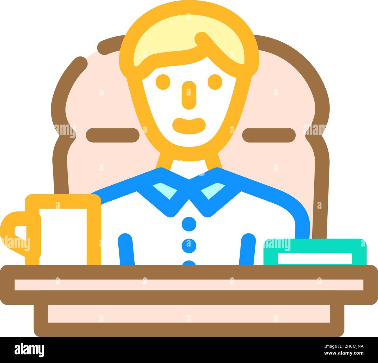boss at office table color icon vector illustration Stock Vector Image ...