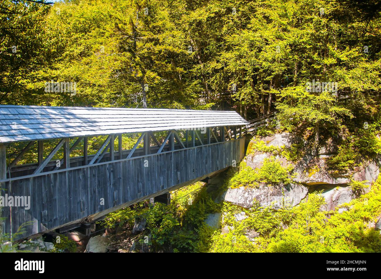 the iconic sentinel pine bridge within the flume gorge scenic area in ...