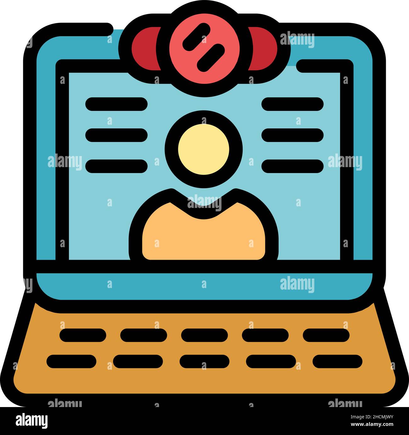 Video conference icon. Outline video conference vector icon color flat ...