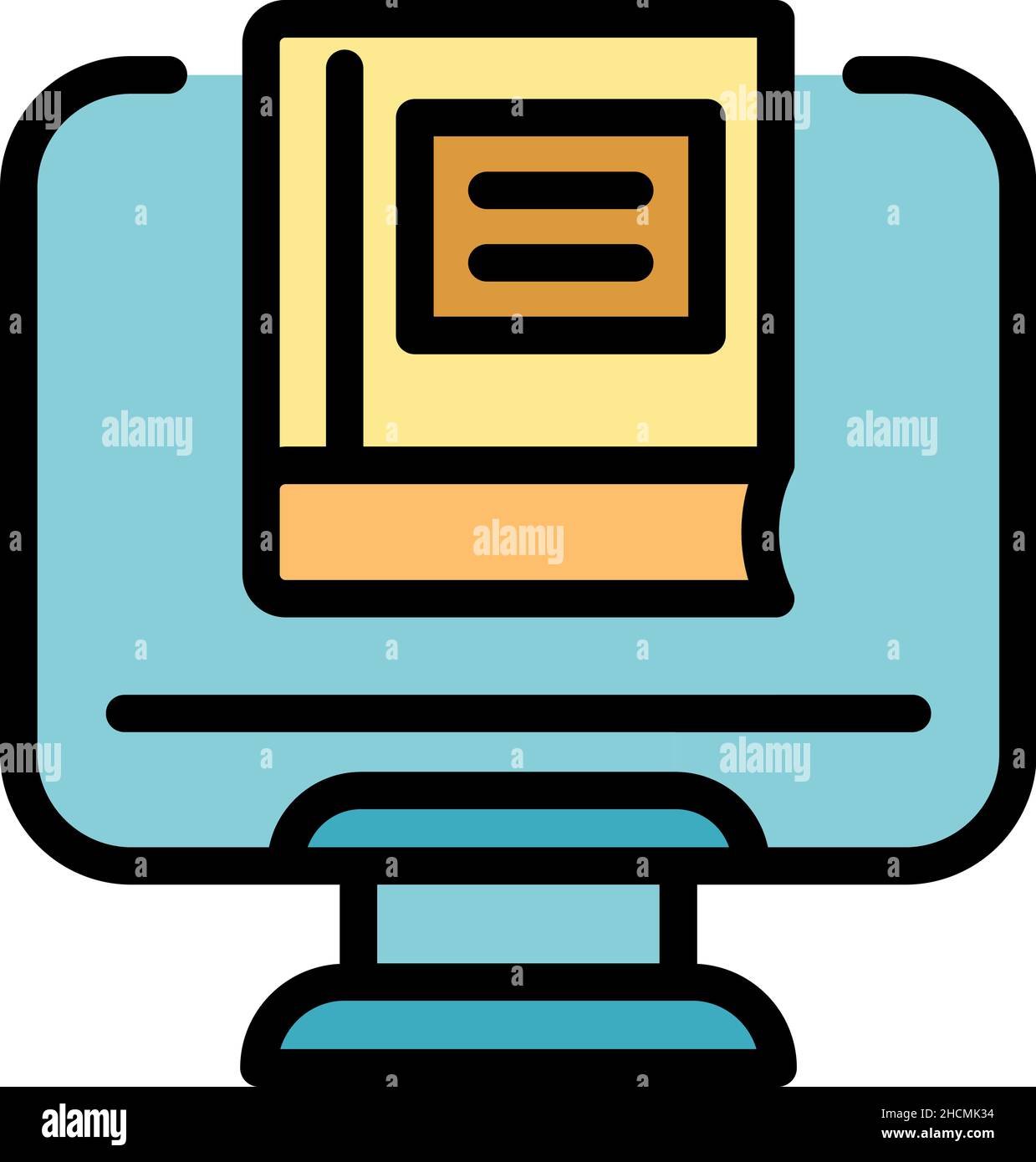 Monitor learning icon. Outline monitor learning vector icon color flat ...