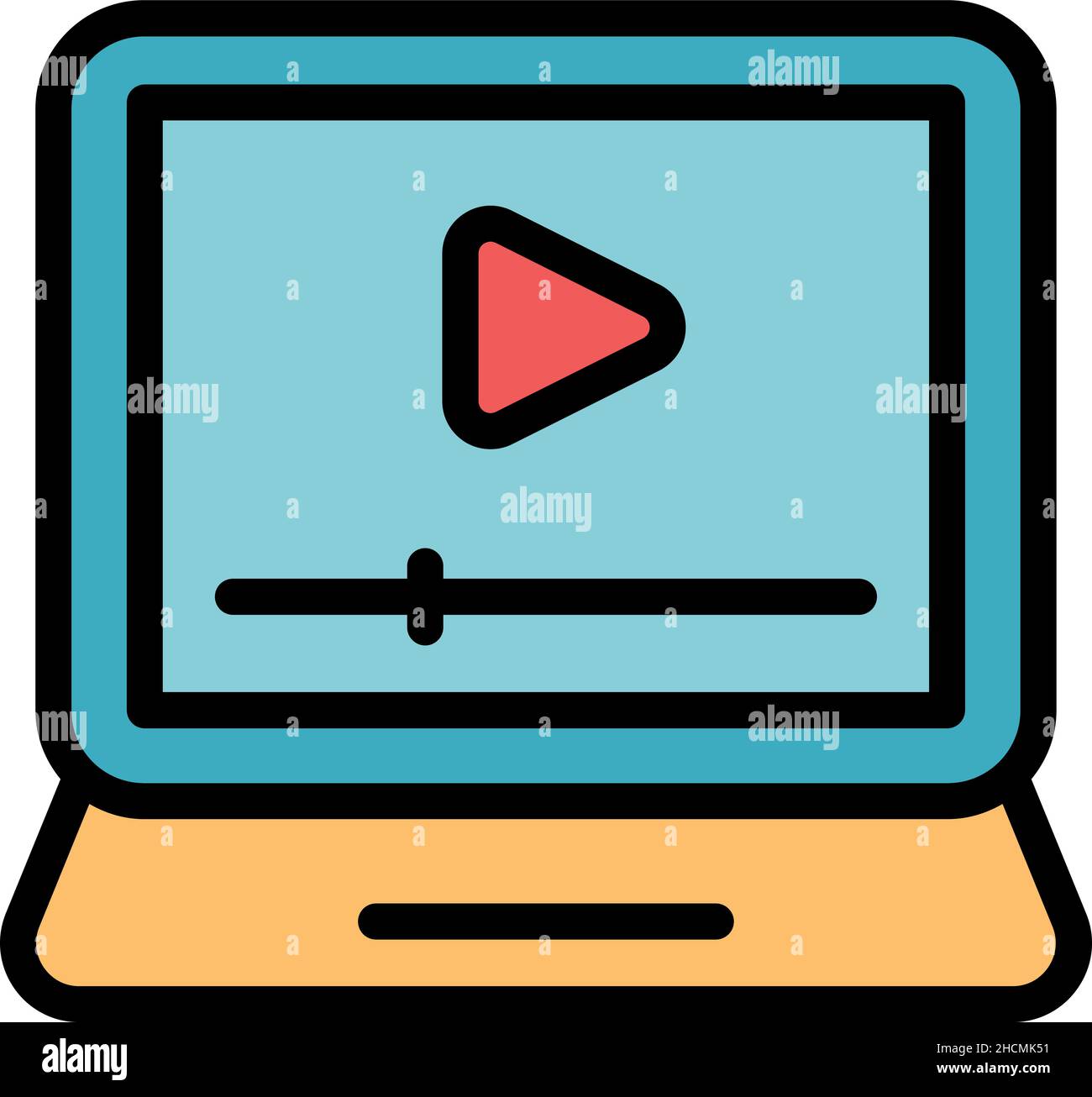 Laptop learning icon. Outline laptop learning vector icon color flat ...