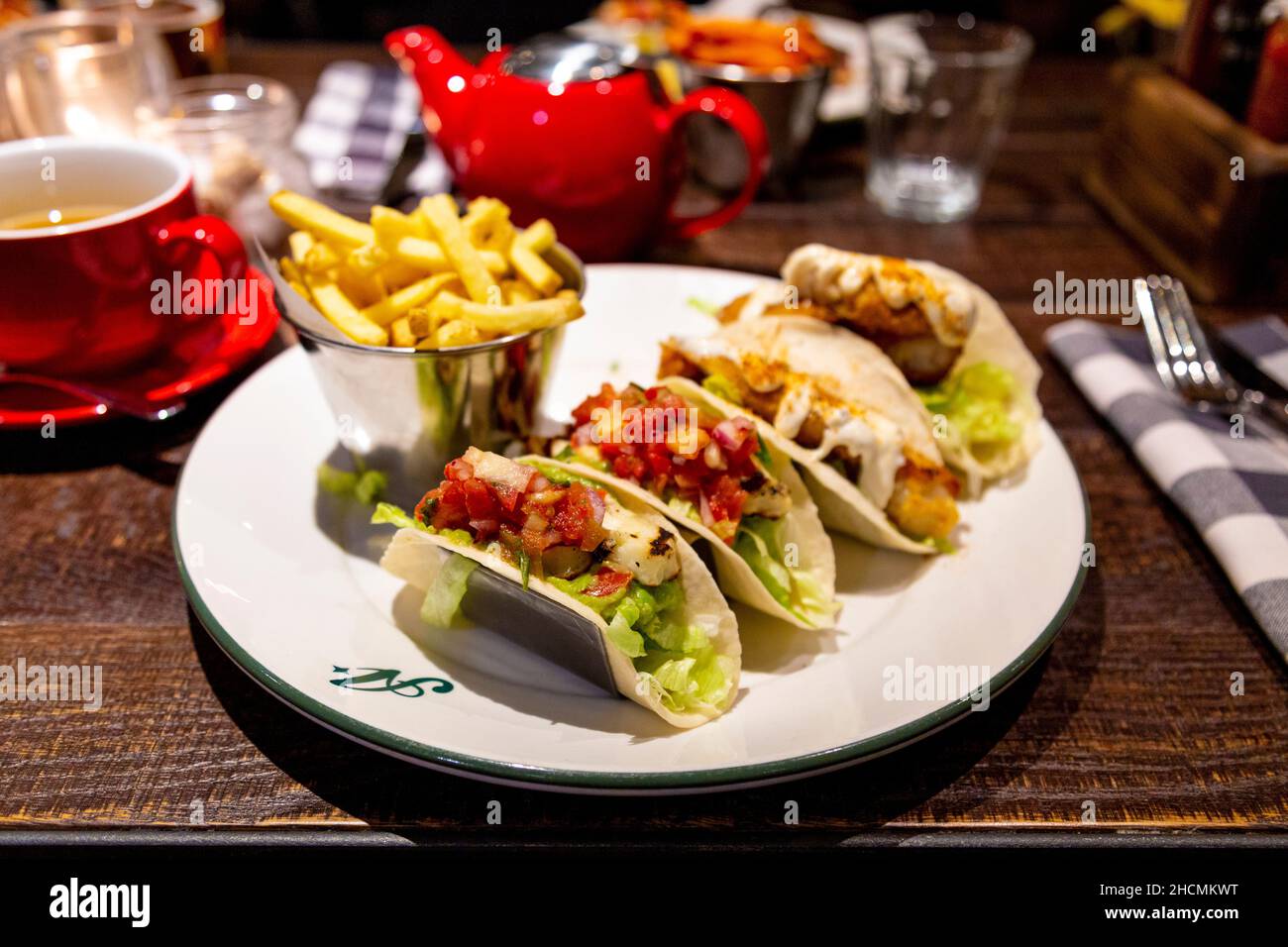 Halloumi tacos at All Star Lanes Brick Lane, East London, UK Stock ...