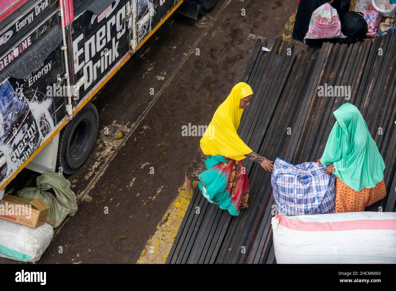 ZANZIBAR, TANZANIA - 5 JANUARY 2020: Black African People on the Ferry ...