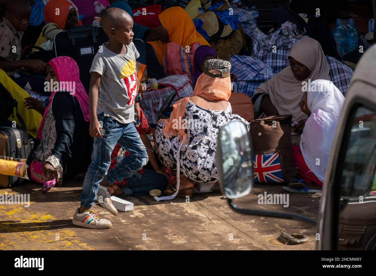 ZANZIBAR, TANZANIA - 5 JANUARY 2020: Black African People on the Ferry ...