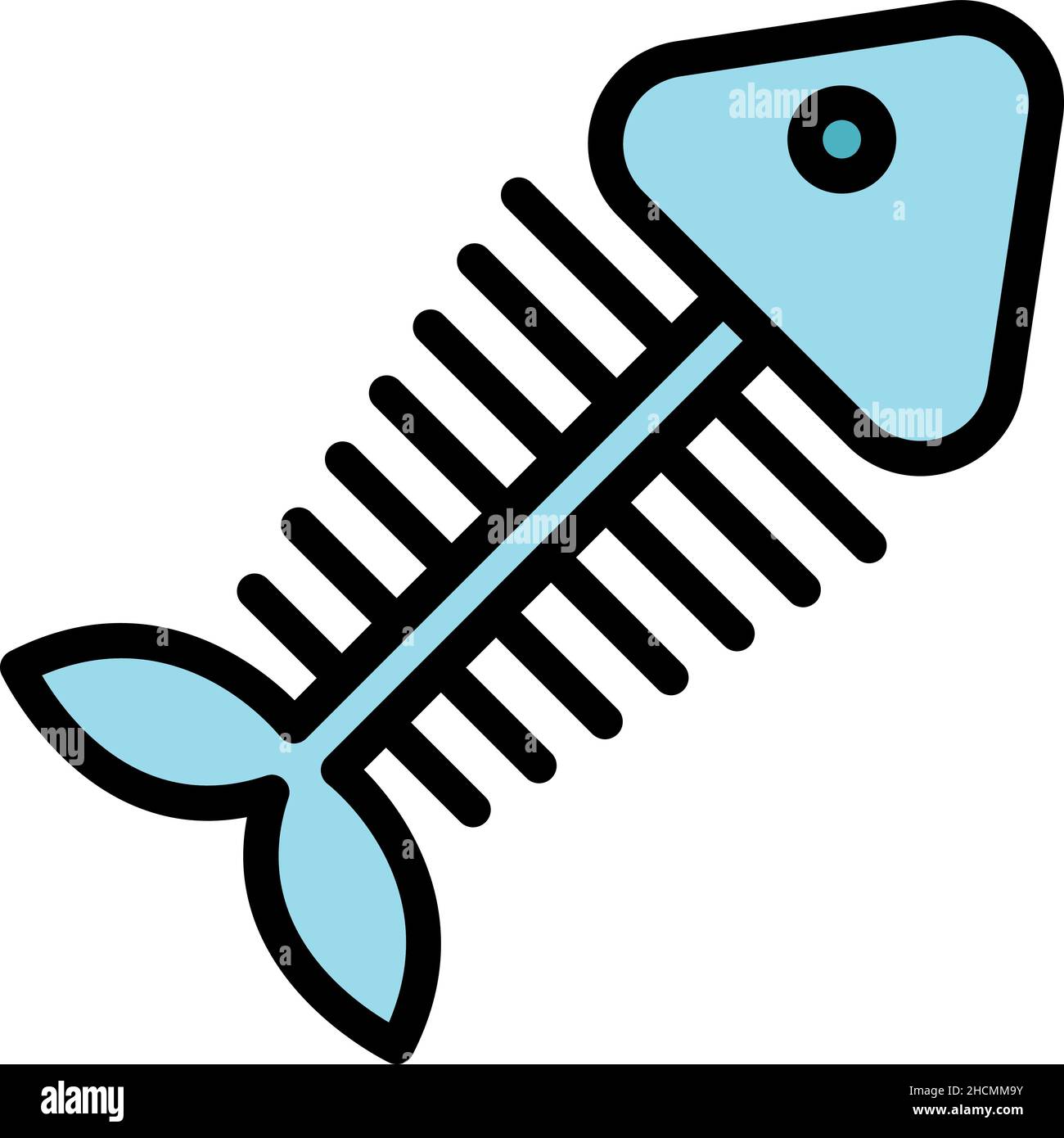 Fish bone icon. Outline fish bone vector icon color flat isolated Stock ...